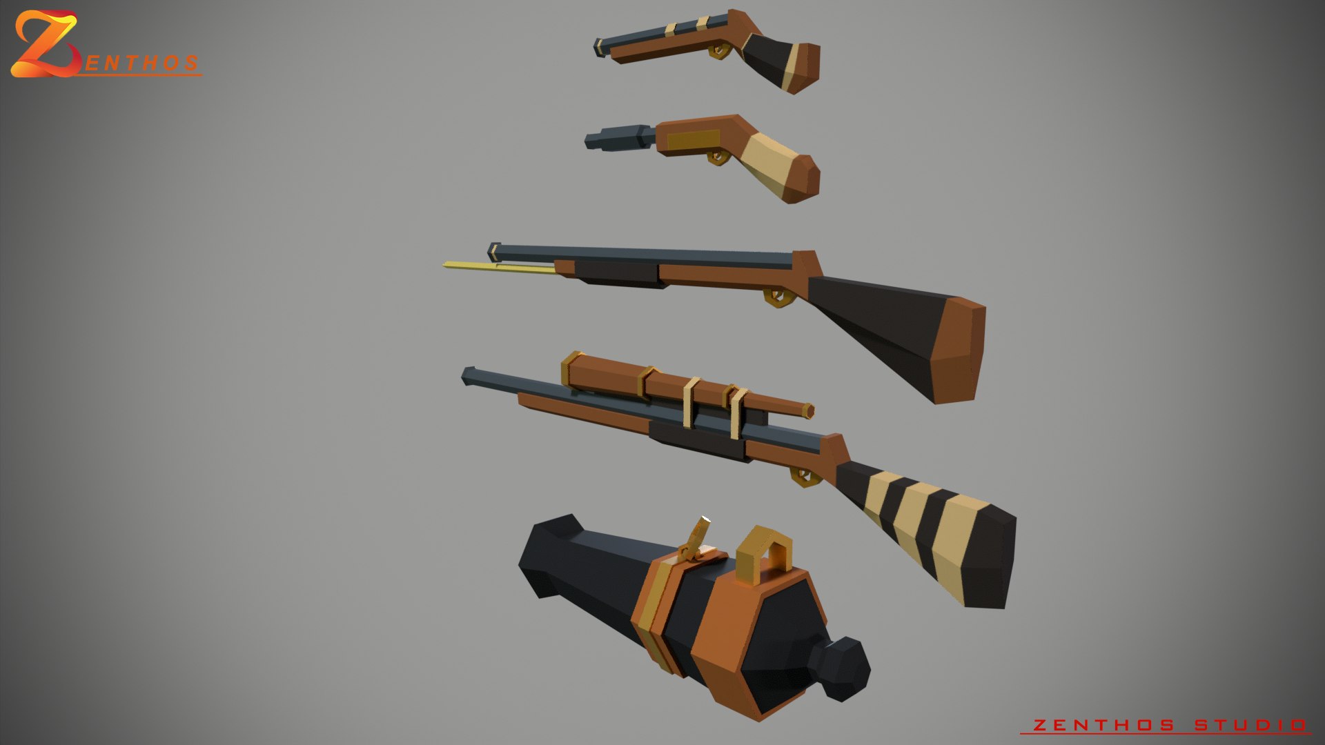 Stylized Guns Lowpoly 3D Model - TurboSquid 2407636