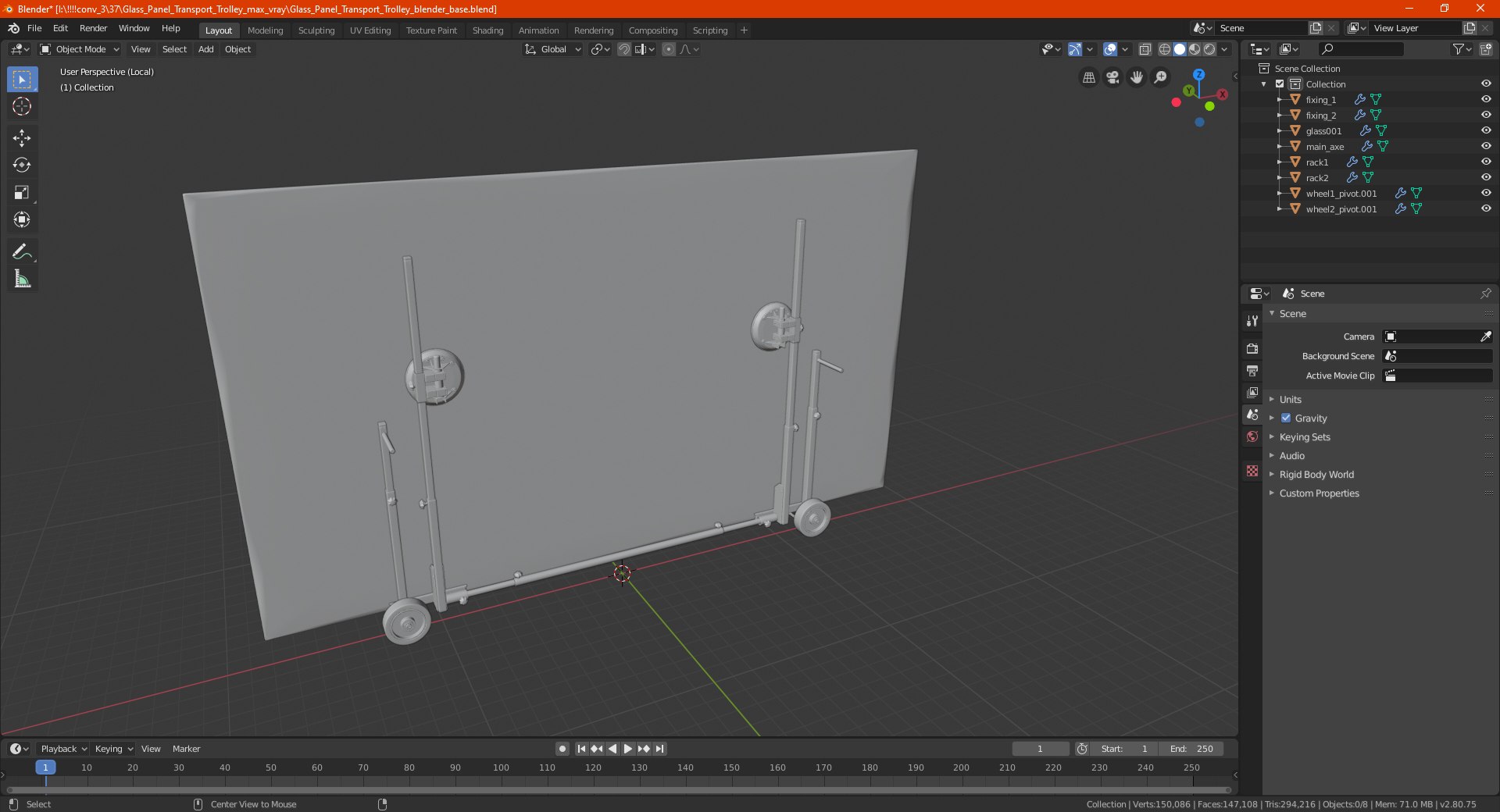 Panel Transport Trolley Glass 3D Model - TurboSquid 1693110