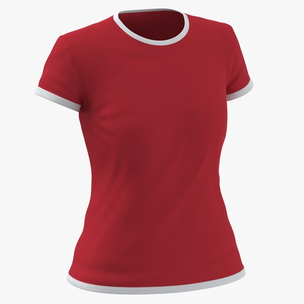 Female Crew Neck Worn White and Red 02 model - TurboSquid 1731233