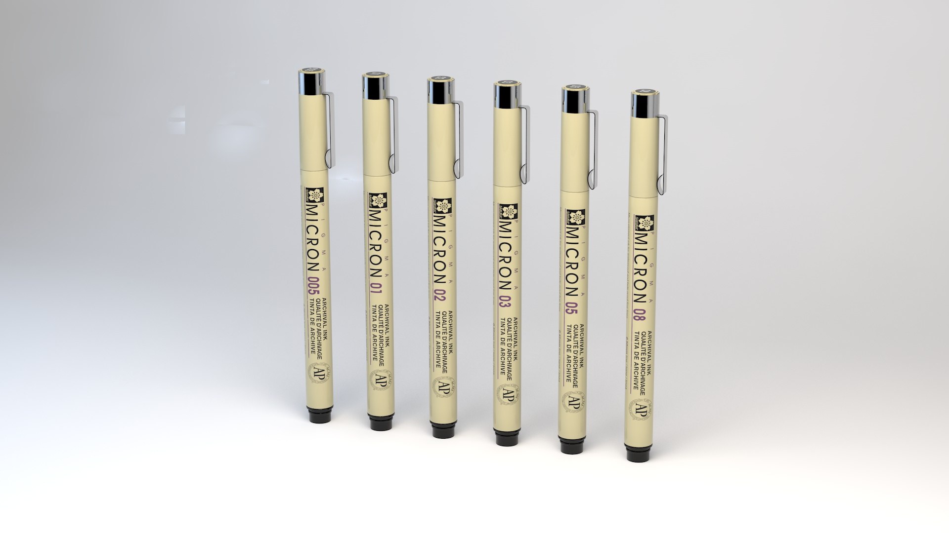 Pigma Micron Pen Set 3D Model - TurboSquid 1787737