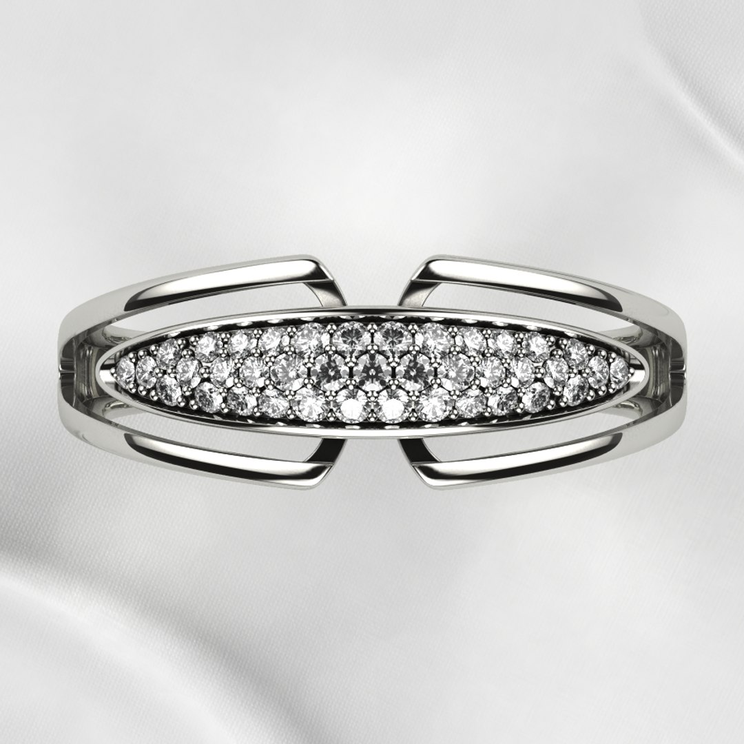 3D Pave Setting Gems Fashion Gold Ring - TurboSquid 1889007