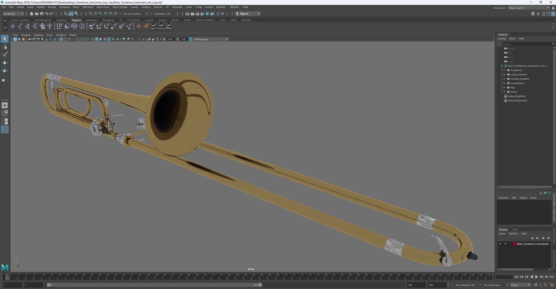 3D Model Brass Trombone Instrument - TurboSquid 2337743