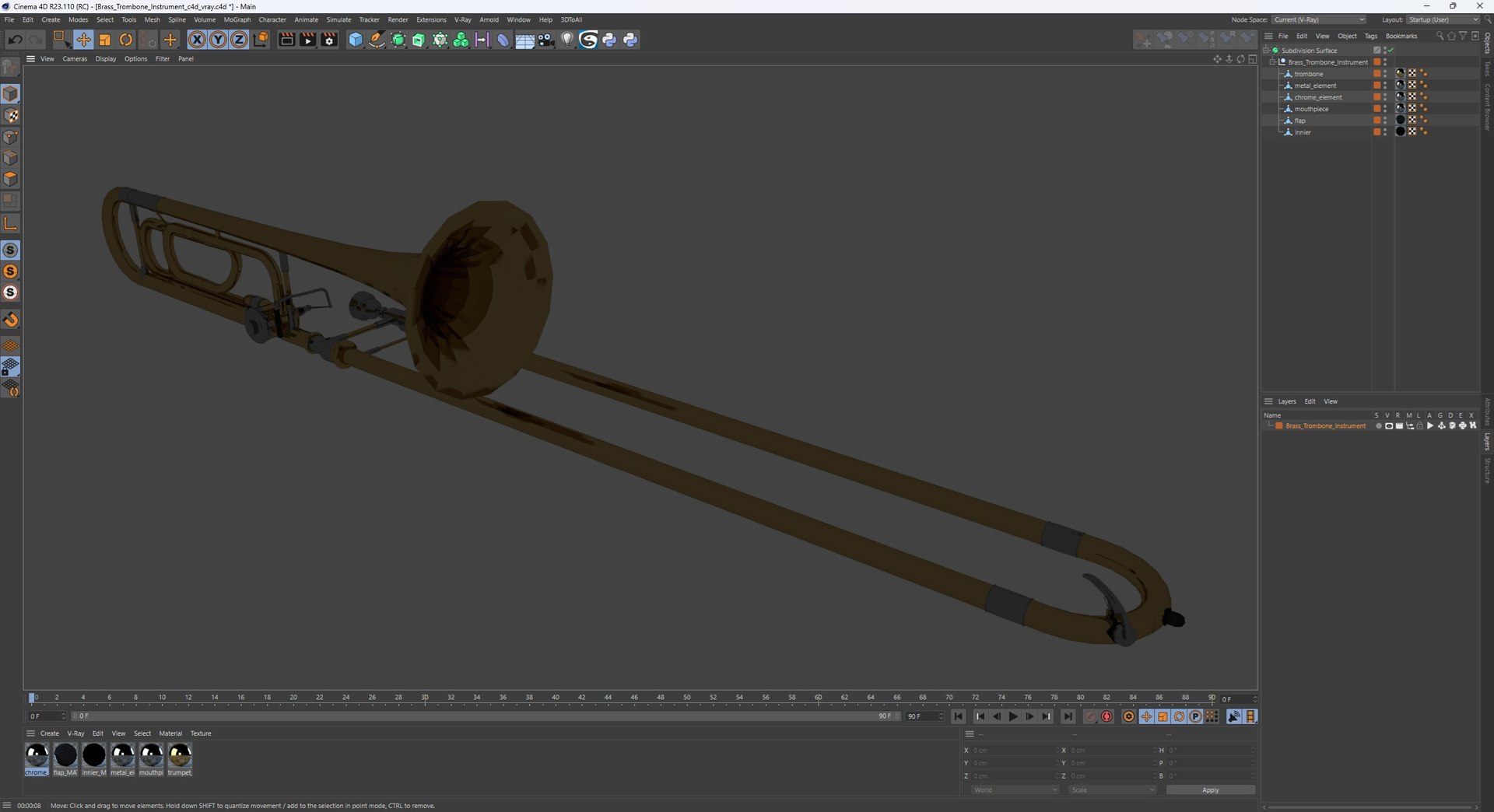 3D Model Brass Trombone Instrument - TurboSquid 2337743