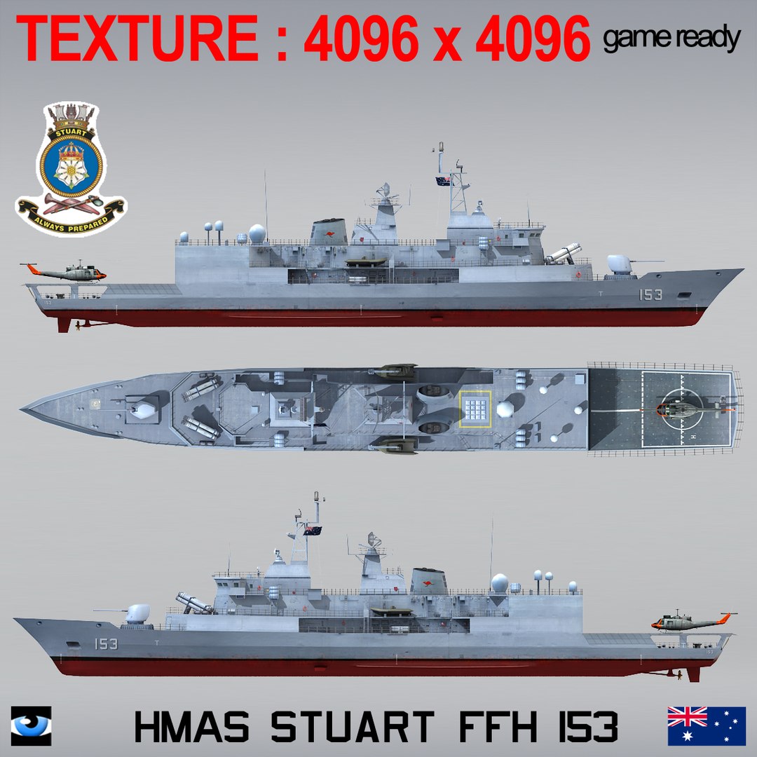 3d Anzac Class Frigate Hmas Model