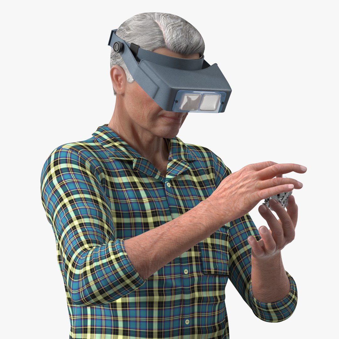 3D Man Repairing Mechanism With Optivisor Glass Binocular Rigged For ...