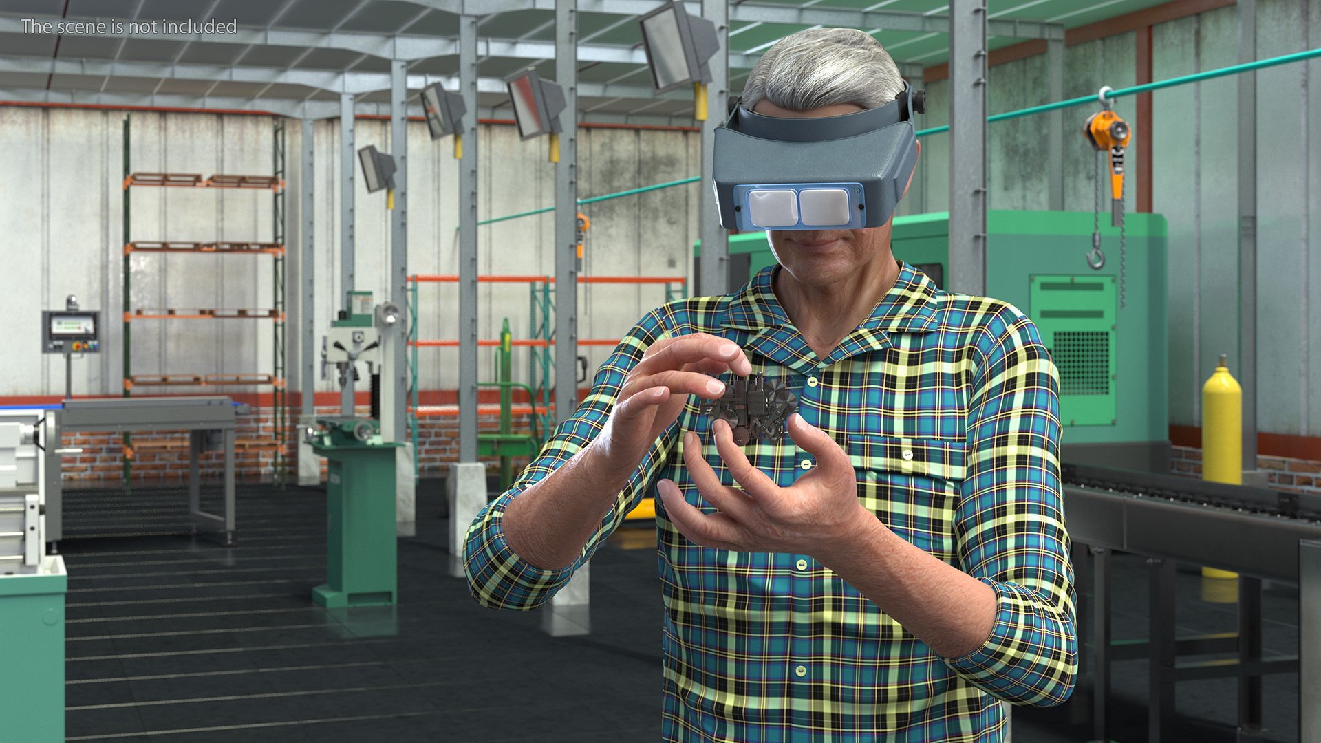 3D Man Repairing Mechanism With Optivisor Glass Binocular Rigged For ...