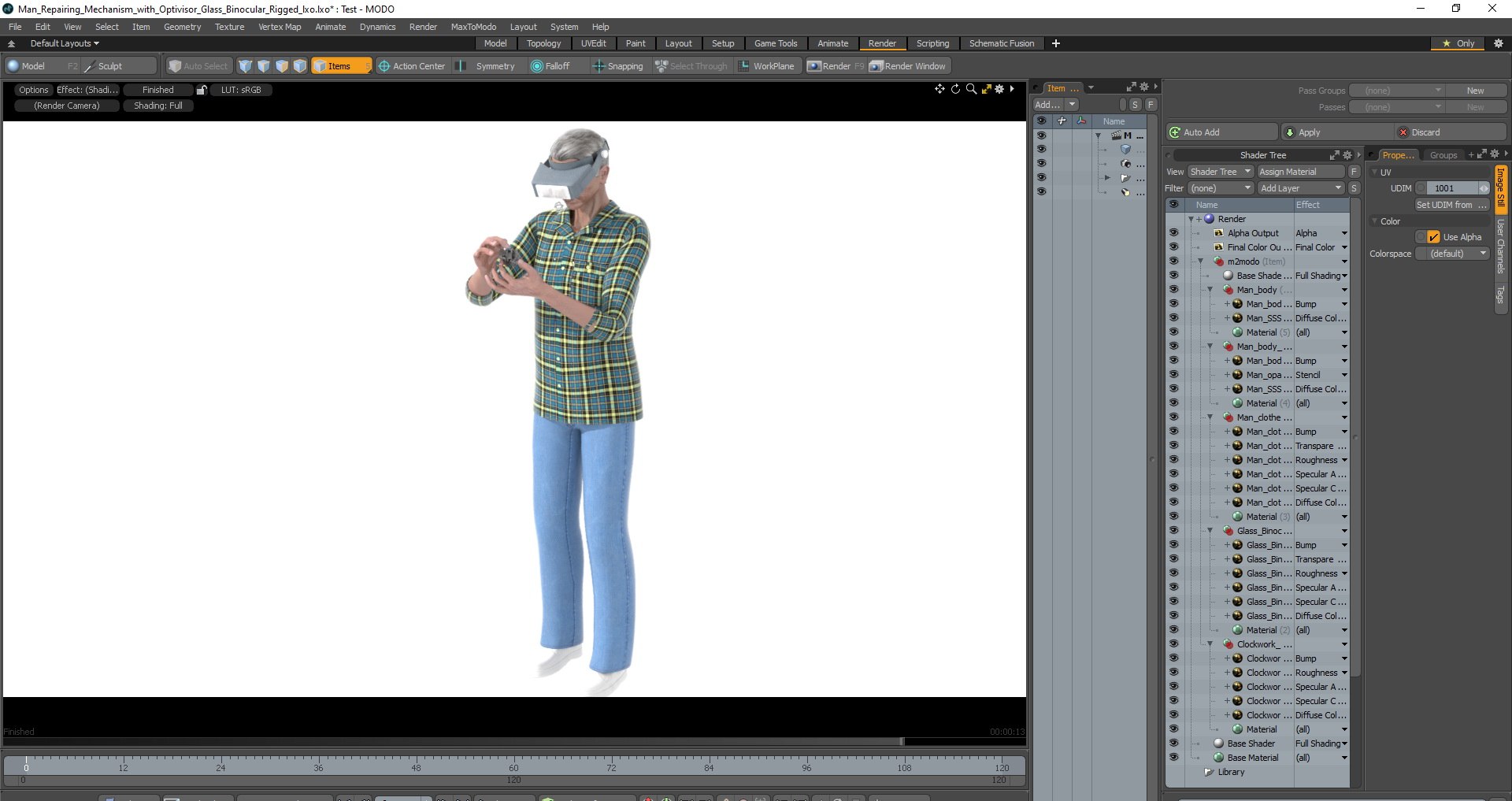 3D Man Repairing Mechanism with Optivisor Glass Binocular Rigged for ...