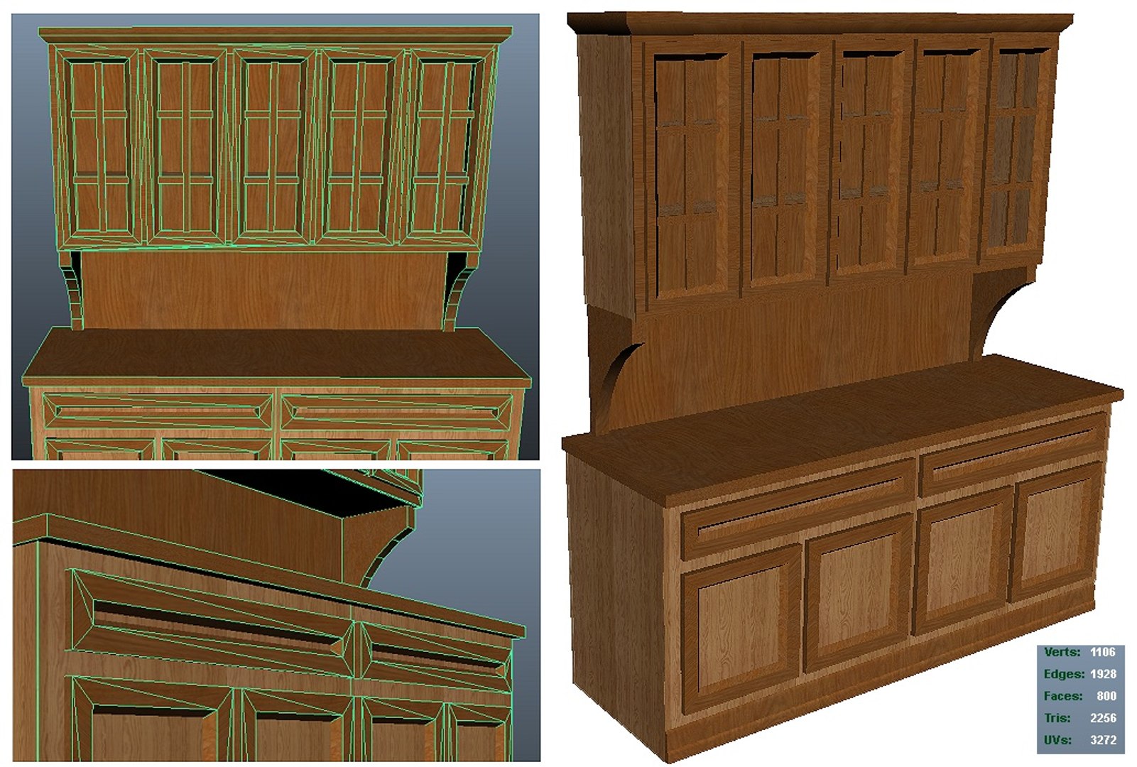 3D kitchen hutch - TurboSquid 1259729
