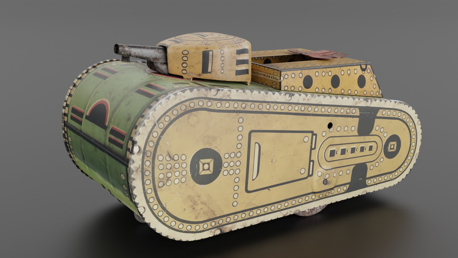 Vintage 1940s Childs Toy Tank - PBR - Blend Fbx Obj 3D Model ...