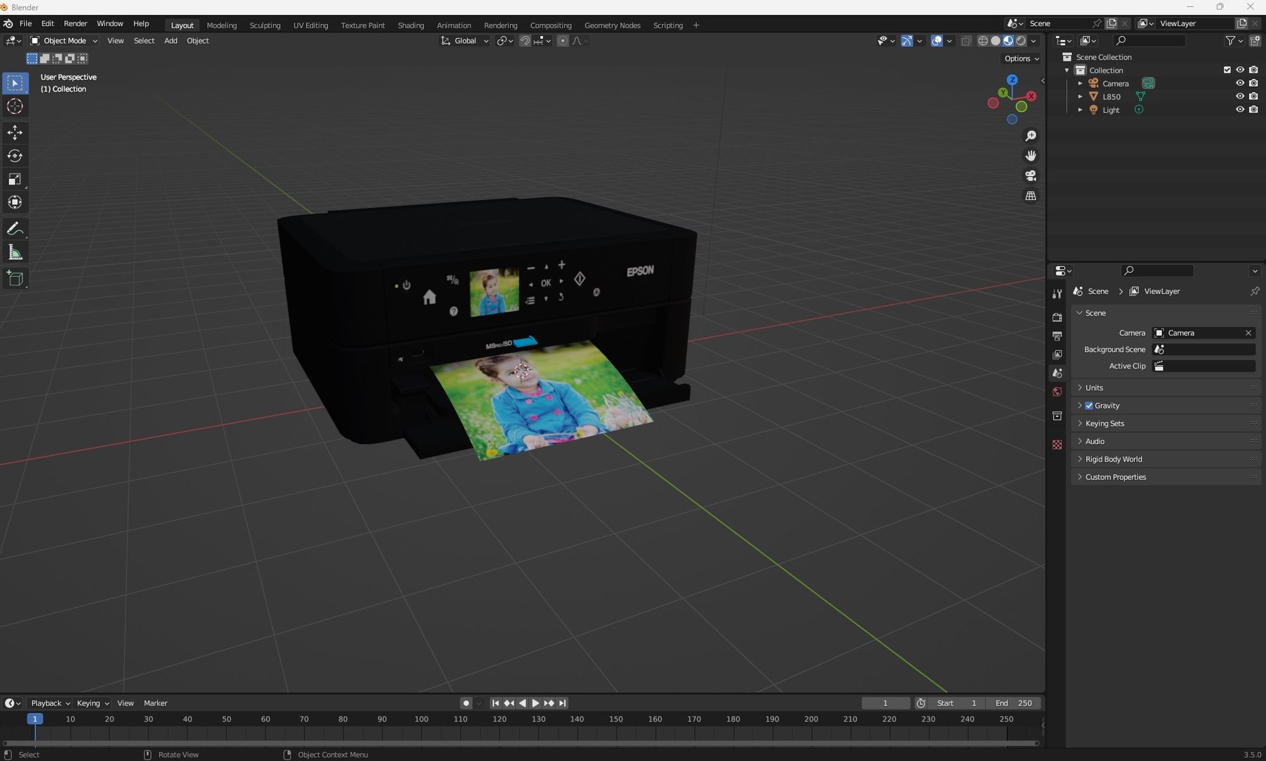 3D Model Epson L850 Photo All-in-One Ink Tank Printer - TurboSquid 2094678