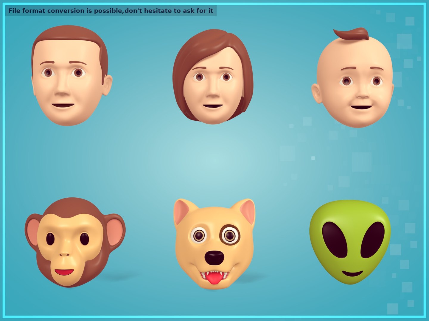 3D Heads Emoticon Pack Model - TurboSquid 1848198