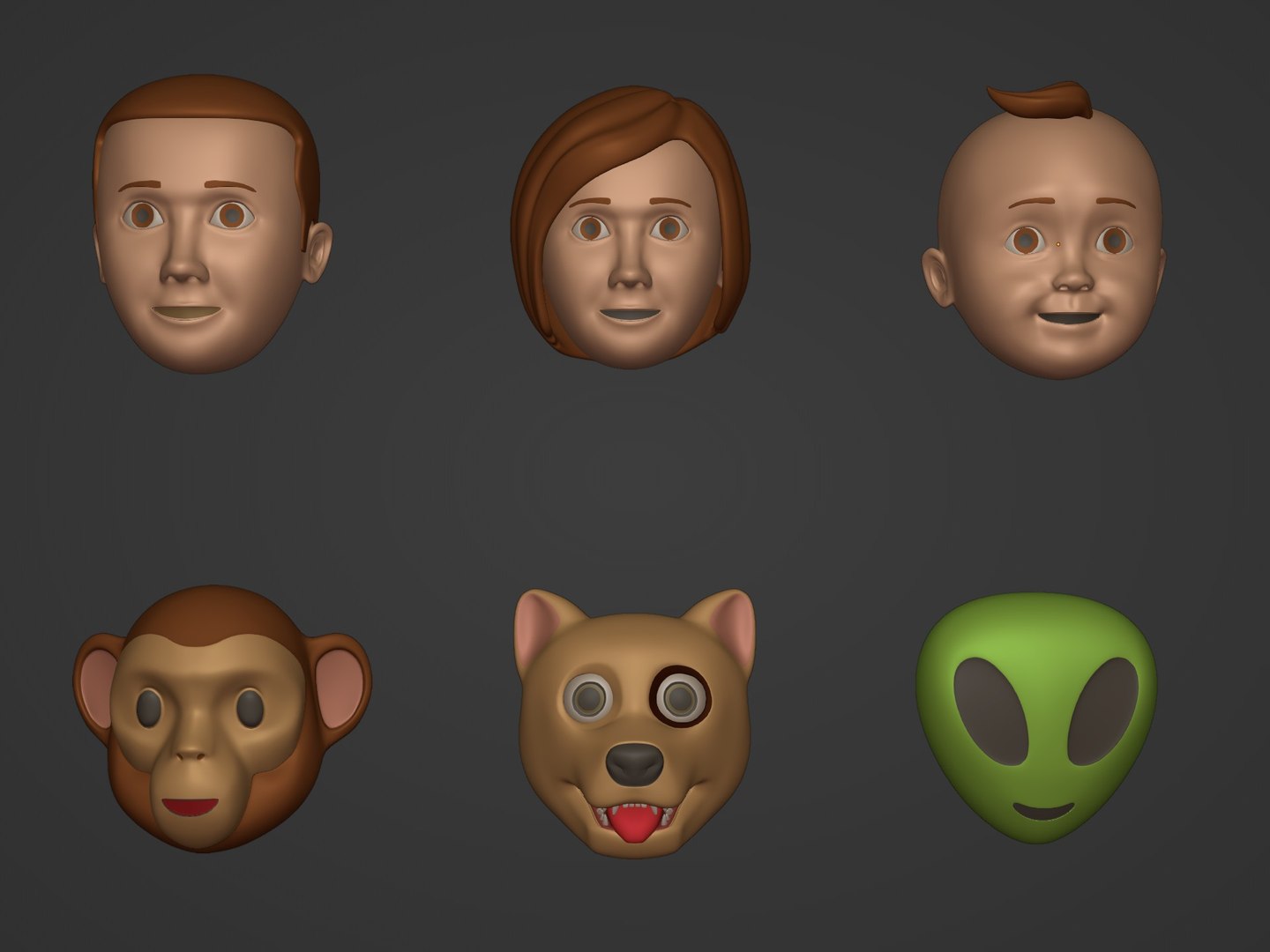 3D Heads Emoticon Pack Model - TurboSquid 1848198
