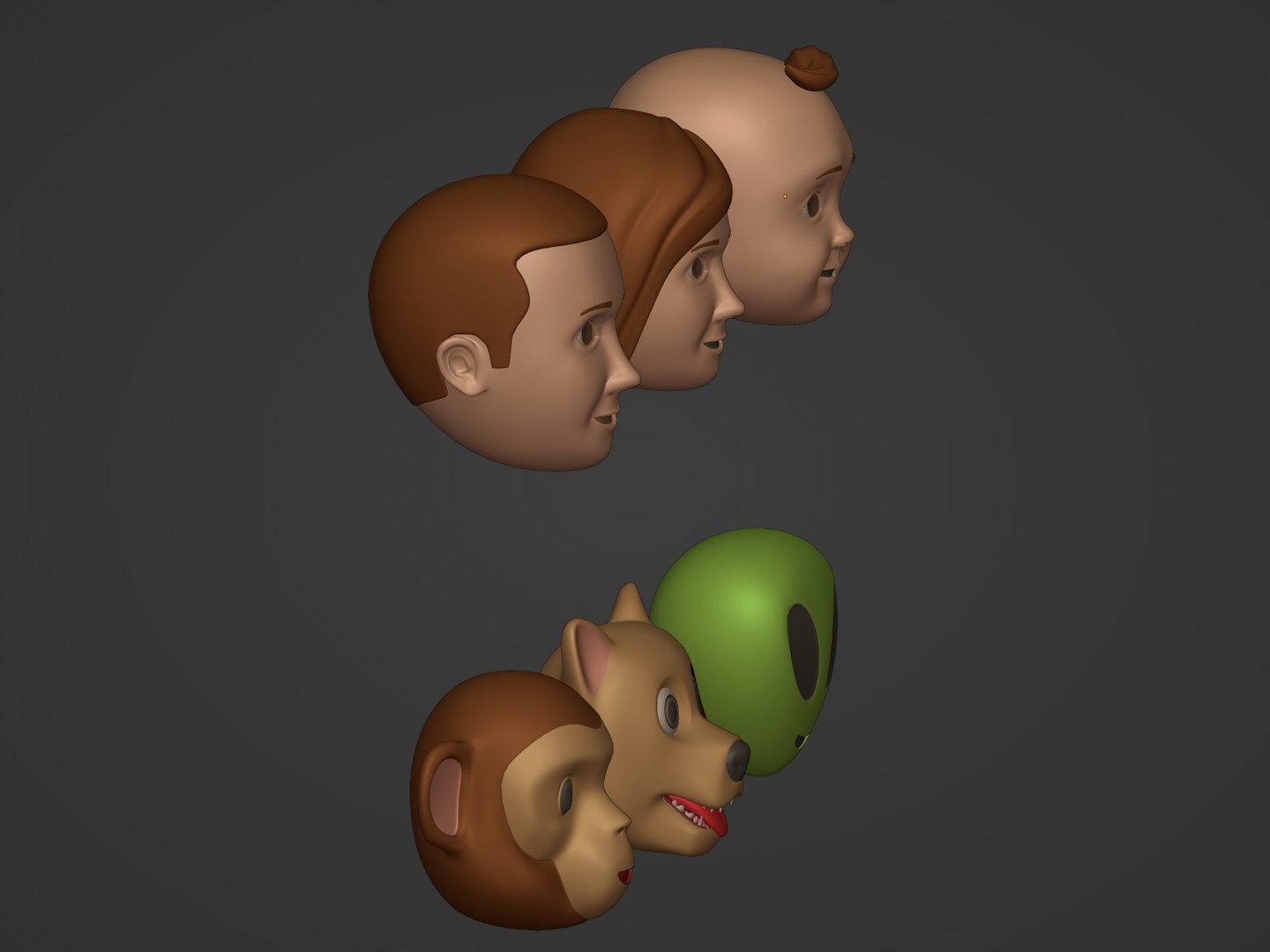 3D Heads Emoticon Pack Model - TurboSquid 1848198