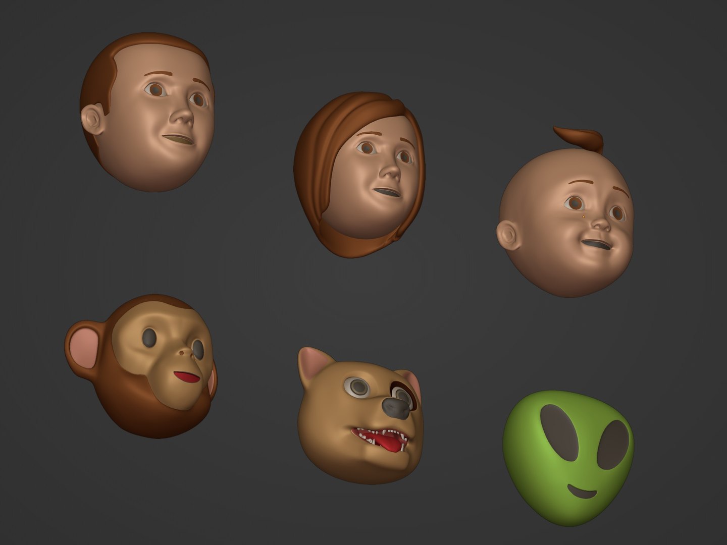 3D Heads Emoticon Pack Model - TurboSquid 1848198