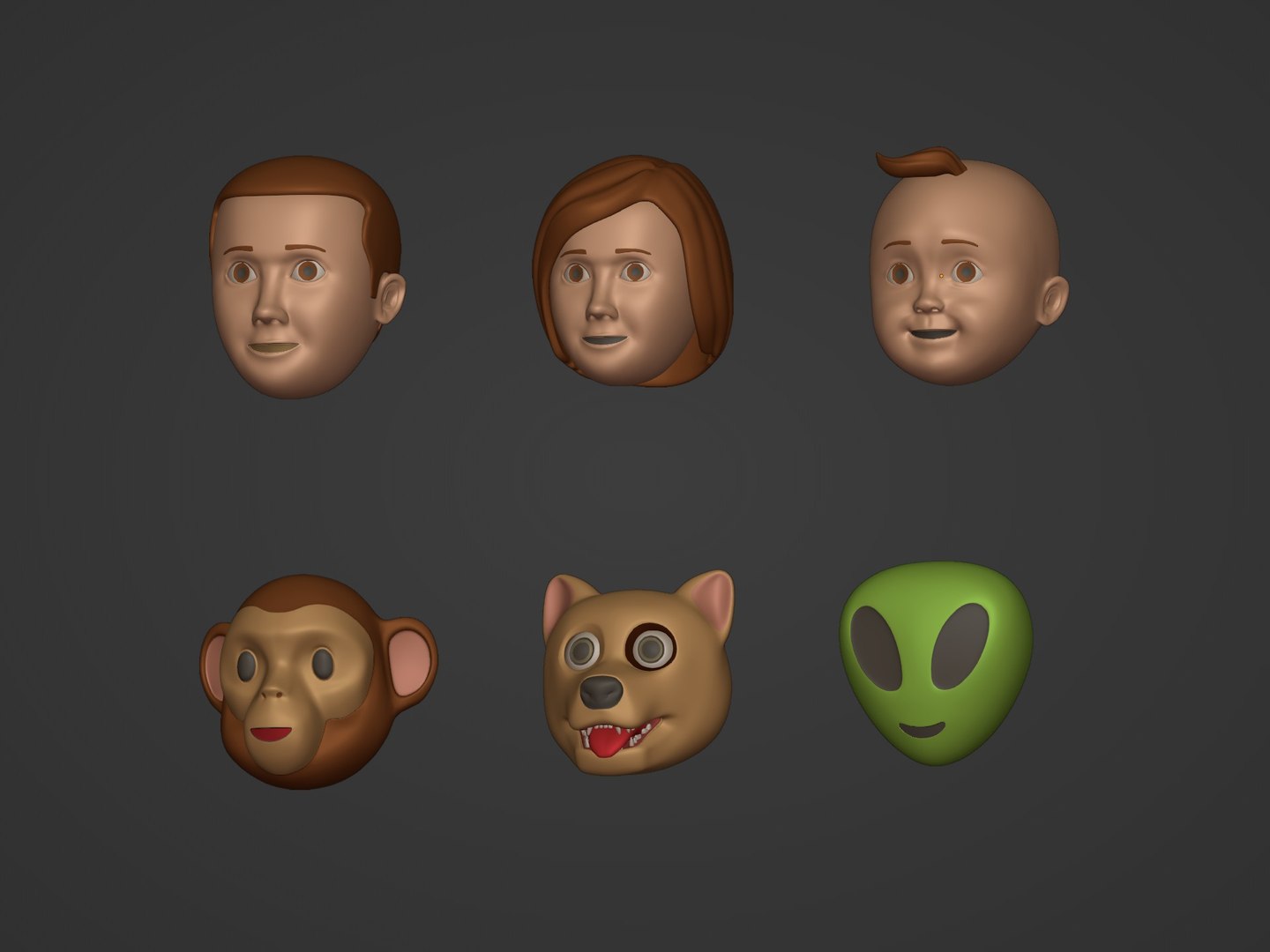 3D Heads Emoticon Pack Model - TurboSquid 1848198