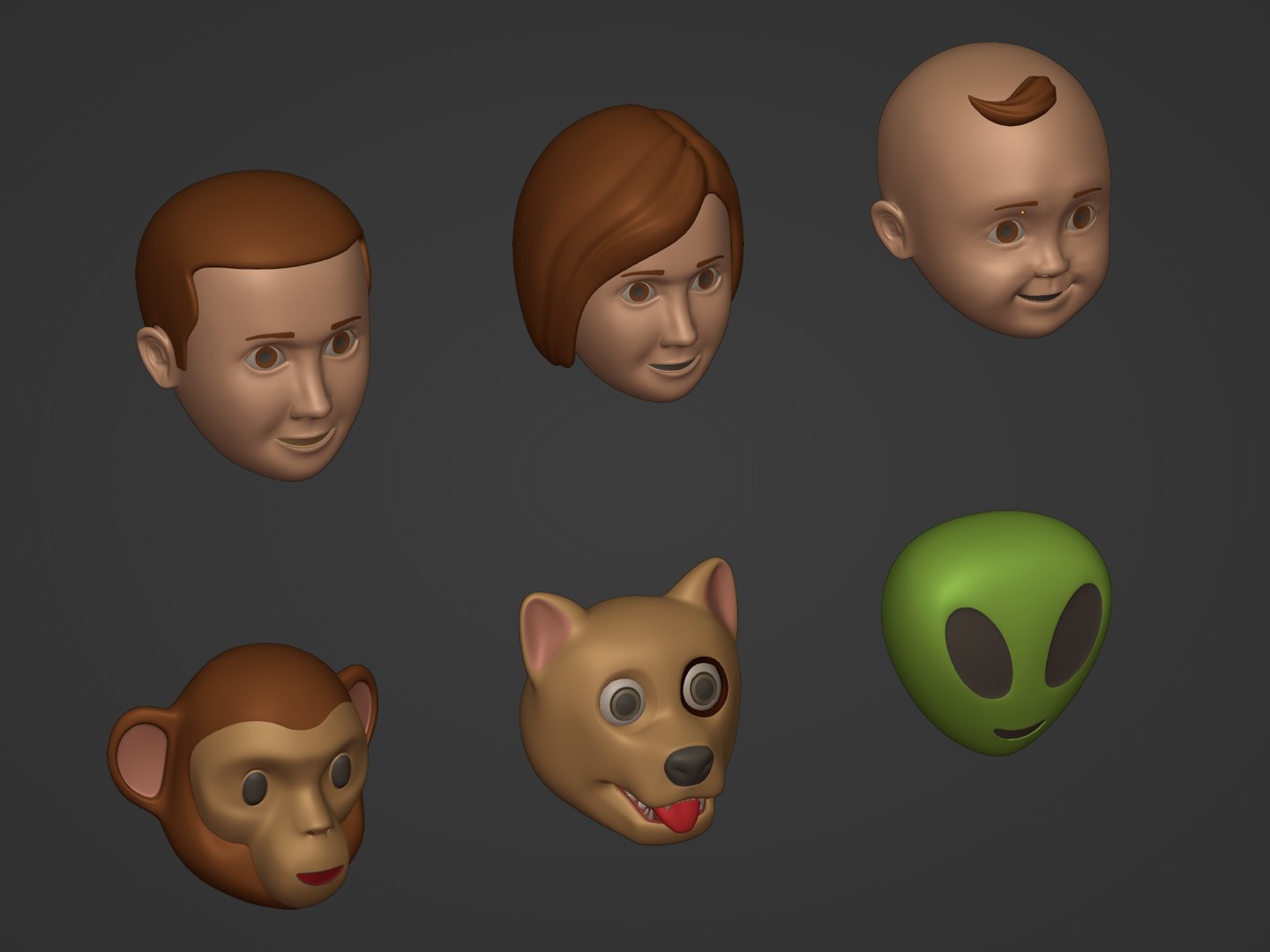 3D Heads Emoticon Pack Model - TurboSquid 1848198
