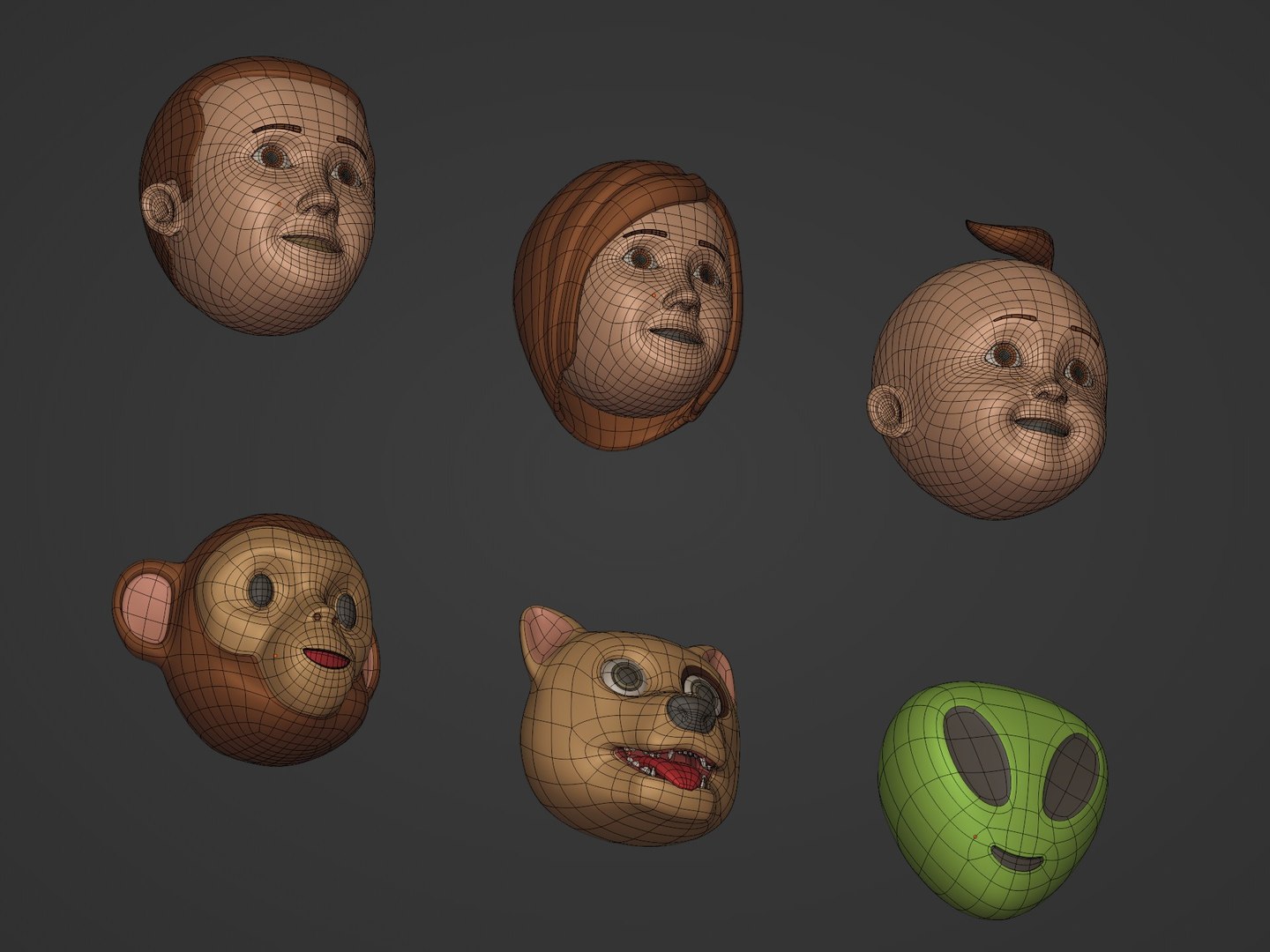 3D Heads Emoticon Pack Model - TurboSquid 1848198