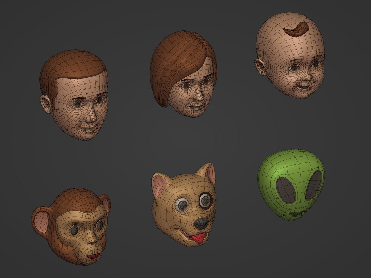 3D Heads Emoticon Pack Model - TurboSquid 1848198