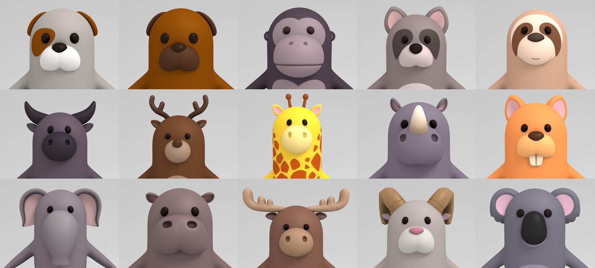 3D cartoon animal pack rigged character - TurboSquid 1294873