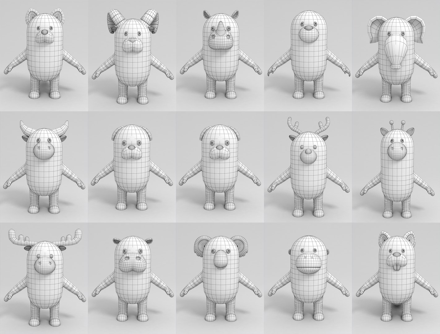 3D cartoon animal pack rigged character - TurboSquid 1294873