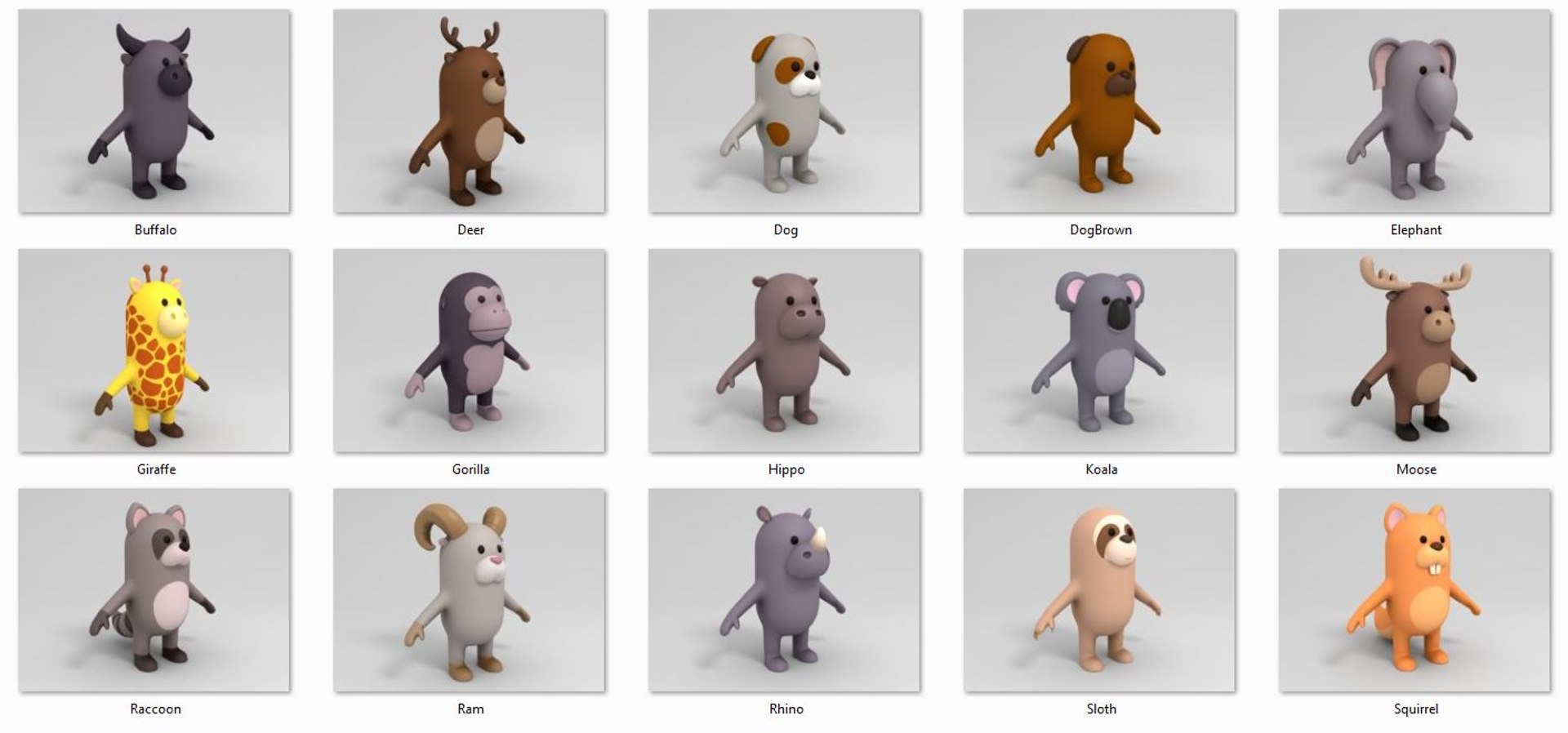 3D cartoon animal pack rigged character - TurboSquid 1294873