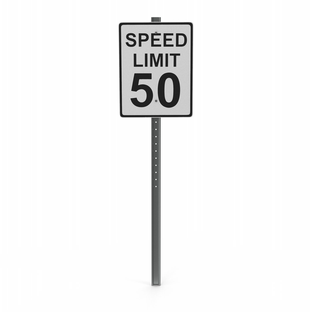 3D Speed Limit 50 Road Sign Model - TurboSquid 2045605