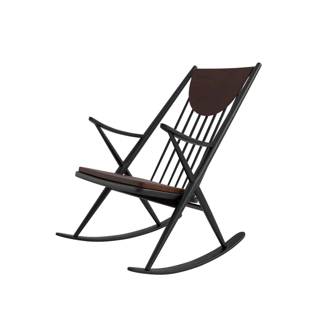 3d midcentury sculpted rocking chair