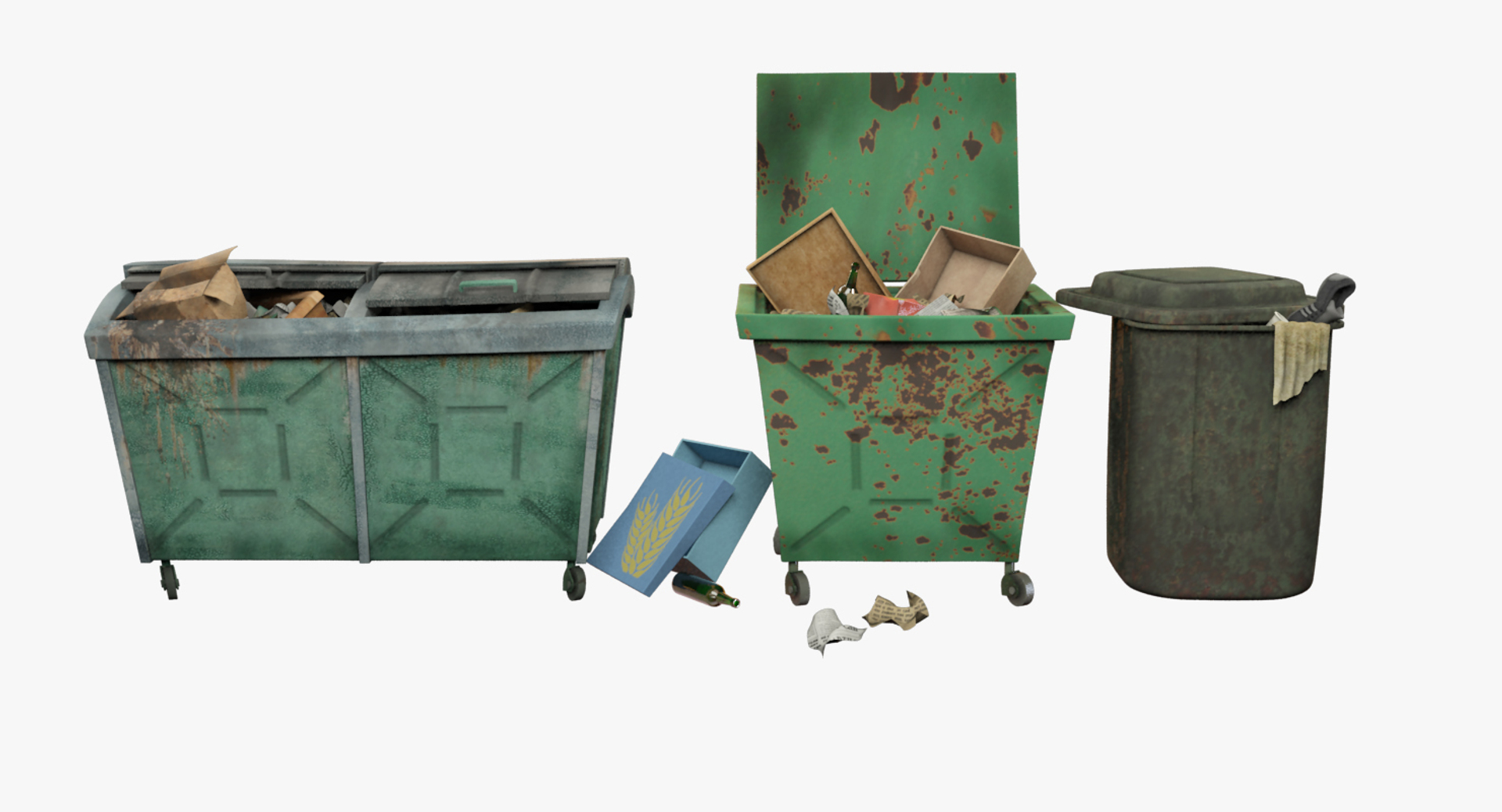 Trash Boxes 3d Model