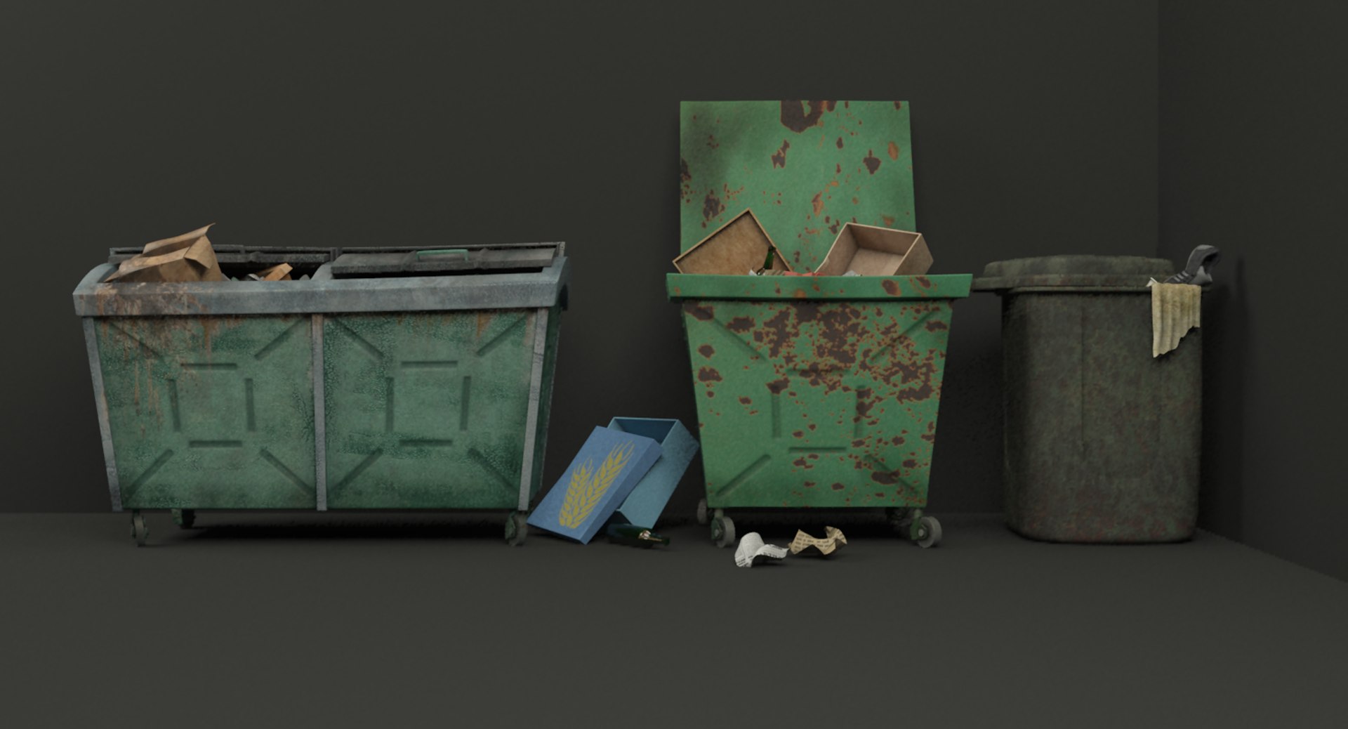 Trash Boxes 3d Model