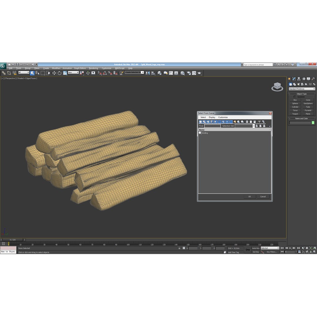 split wood logs 3d model