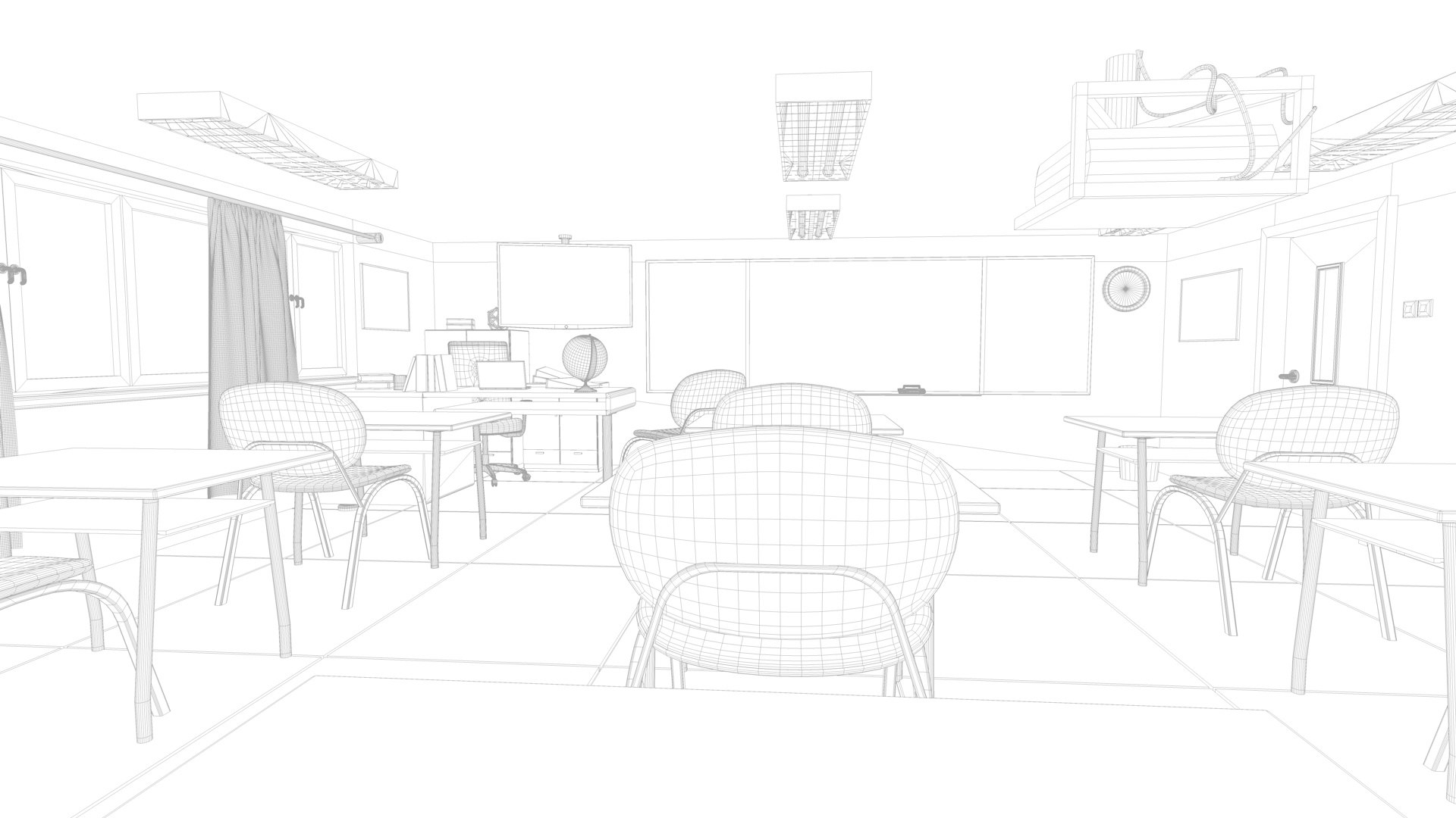 Classroom Scene Model - TurboSquid 1421531