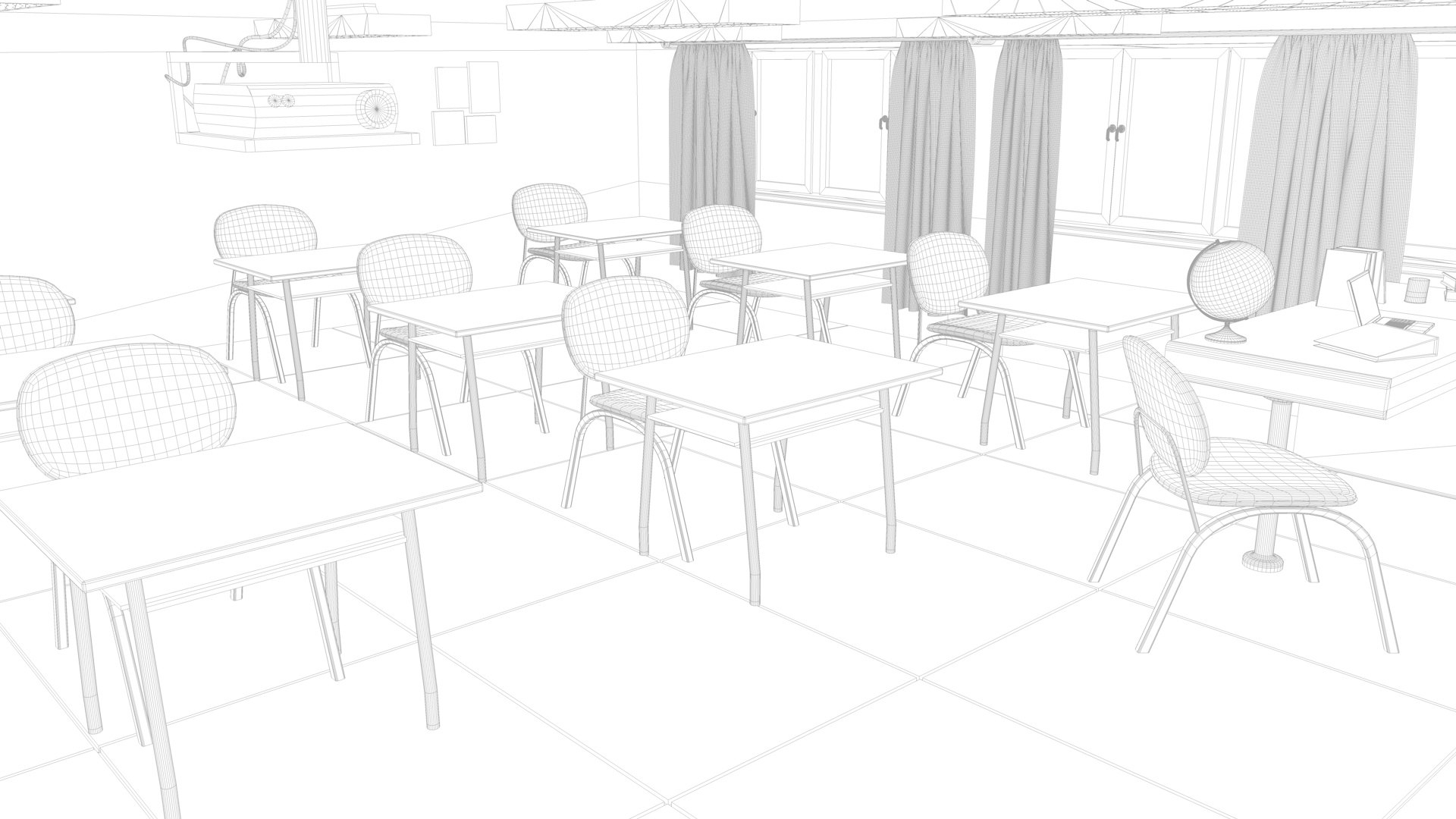 Classroom Scene Model - TurboSquid 1421531