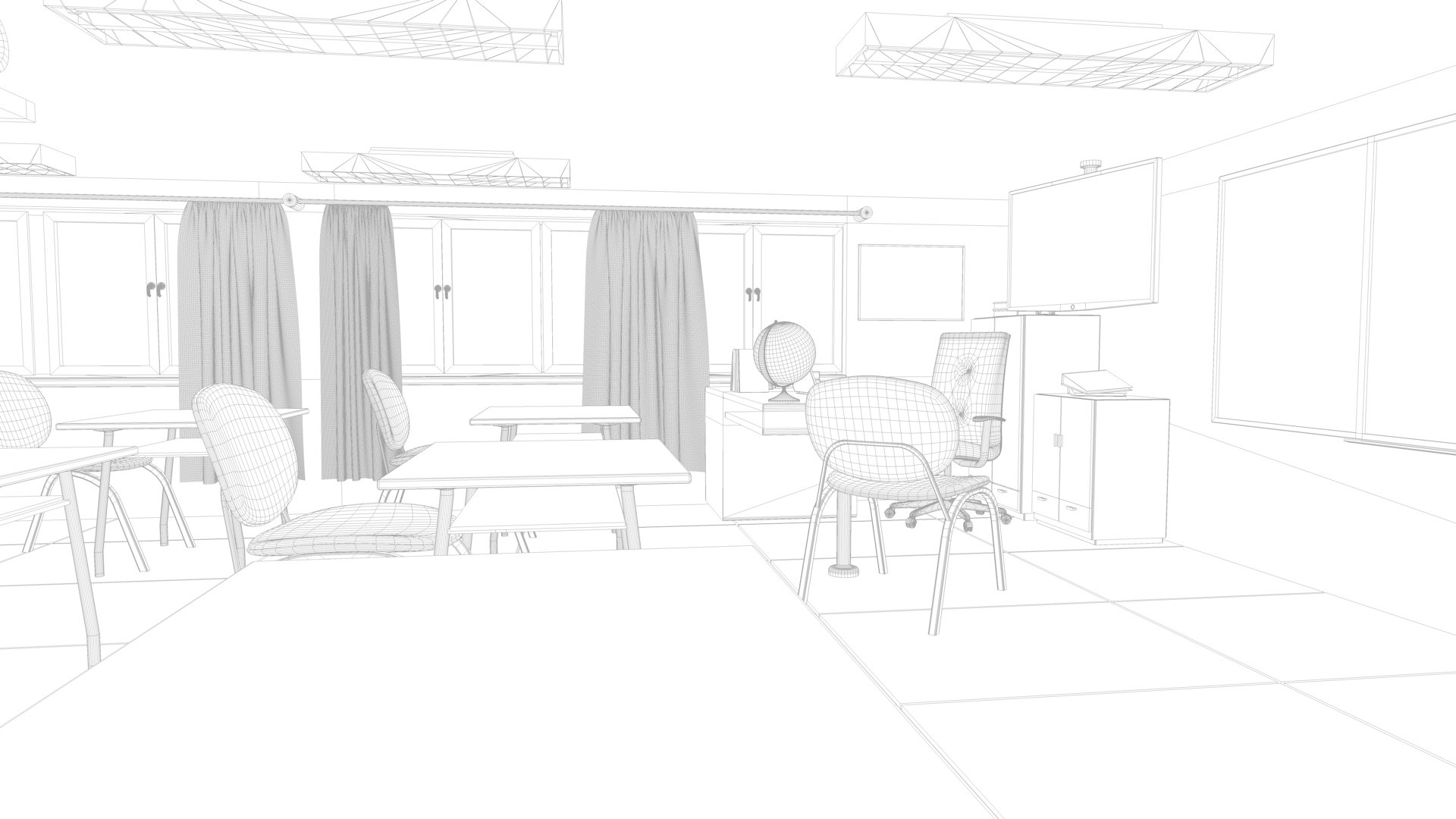 Classroom Scene Model - TurboSquid 1421531