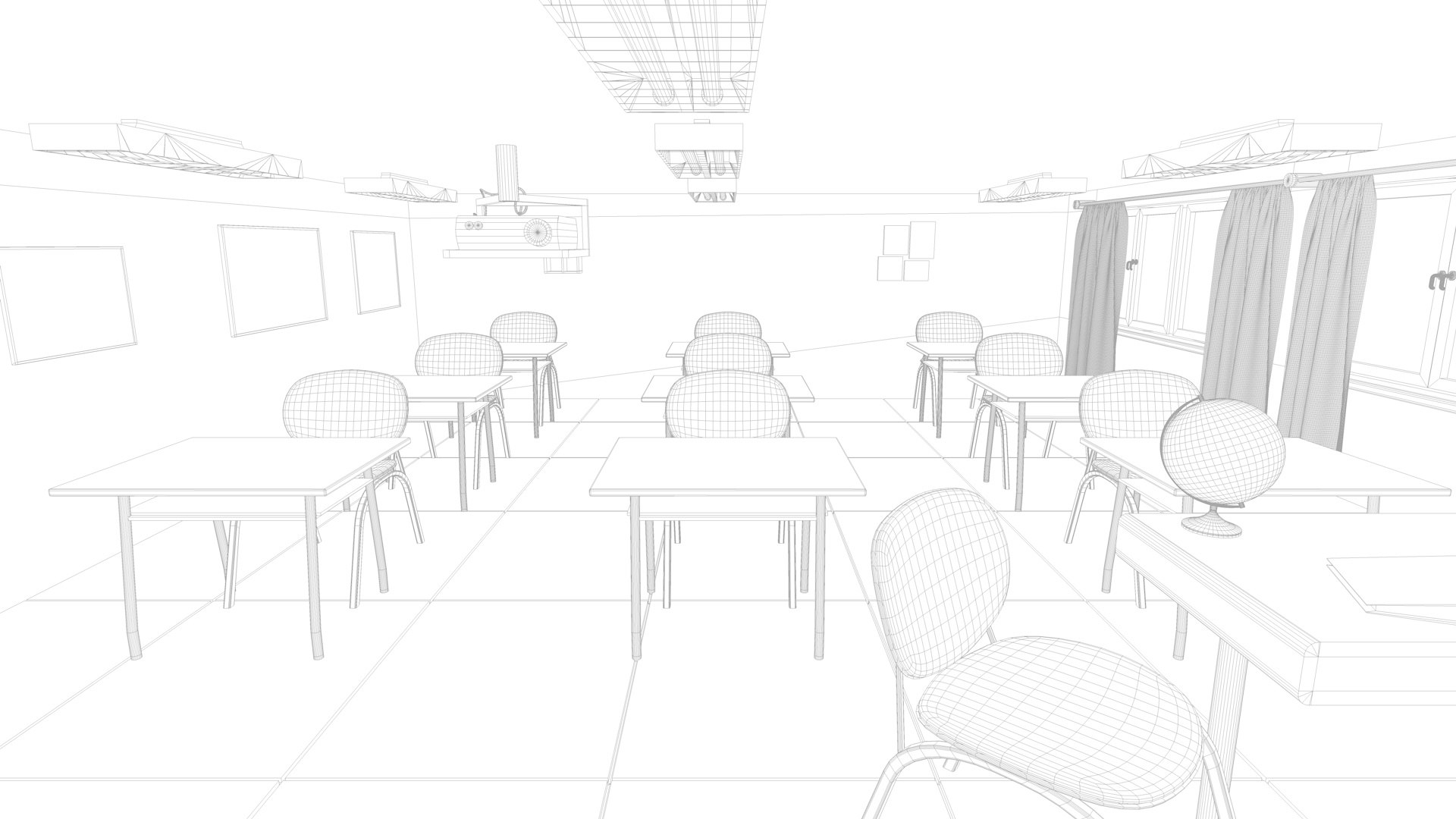 Classroom Scene Model - TurboSquid 1421531