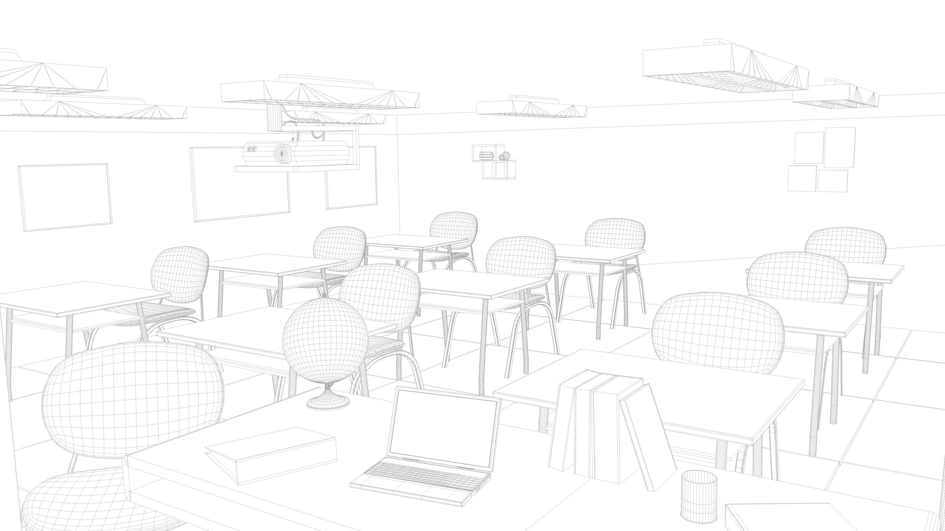 Classroom Scene Model - TurboSquid 1421531