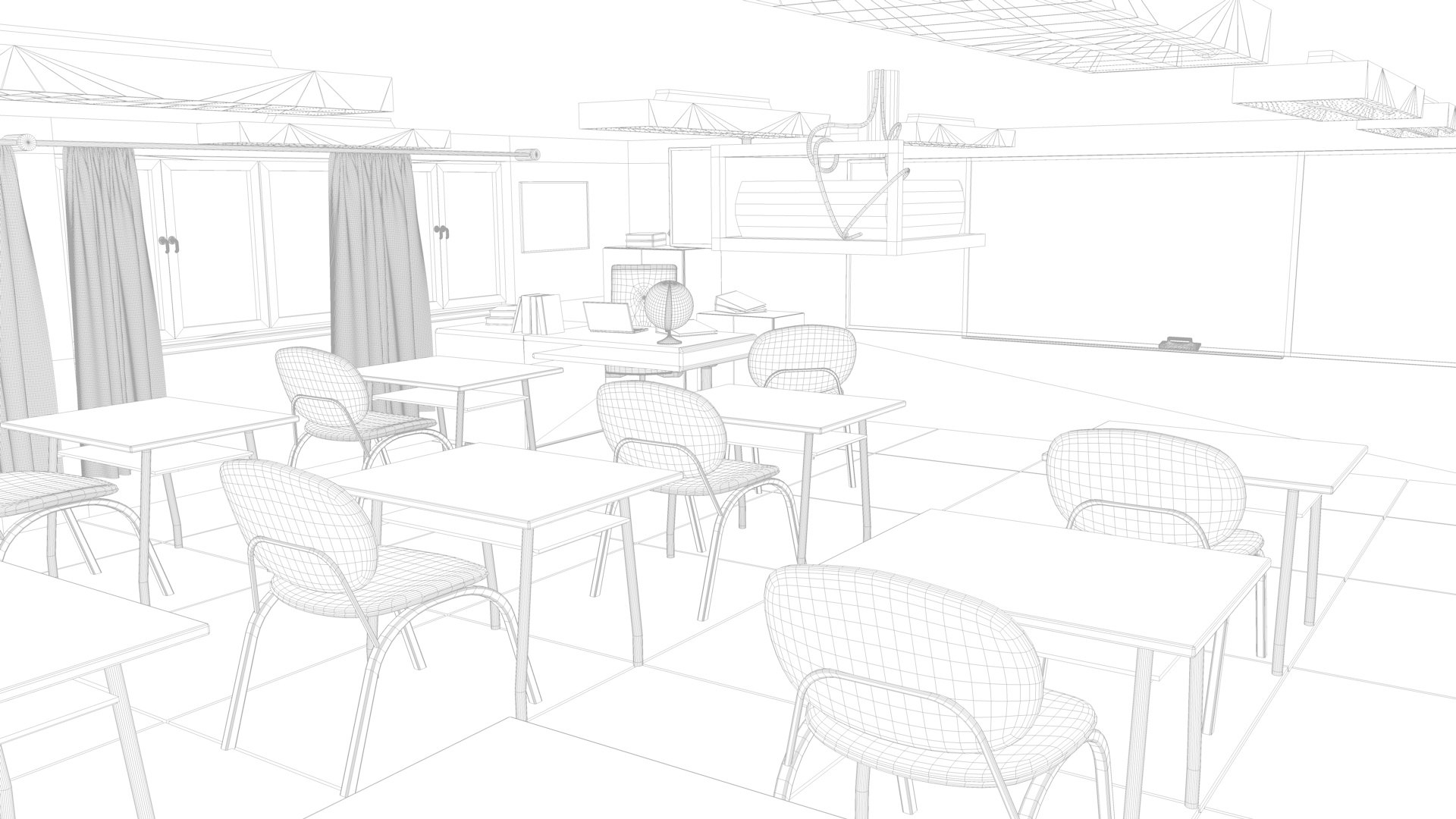 Classroom Scene Model - TurboSquid 1421531