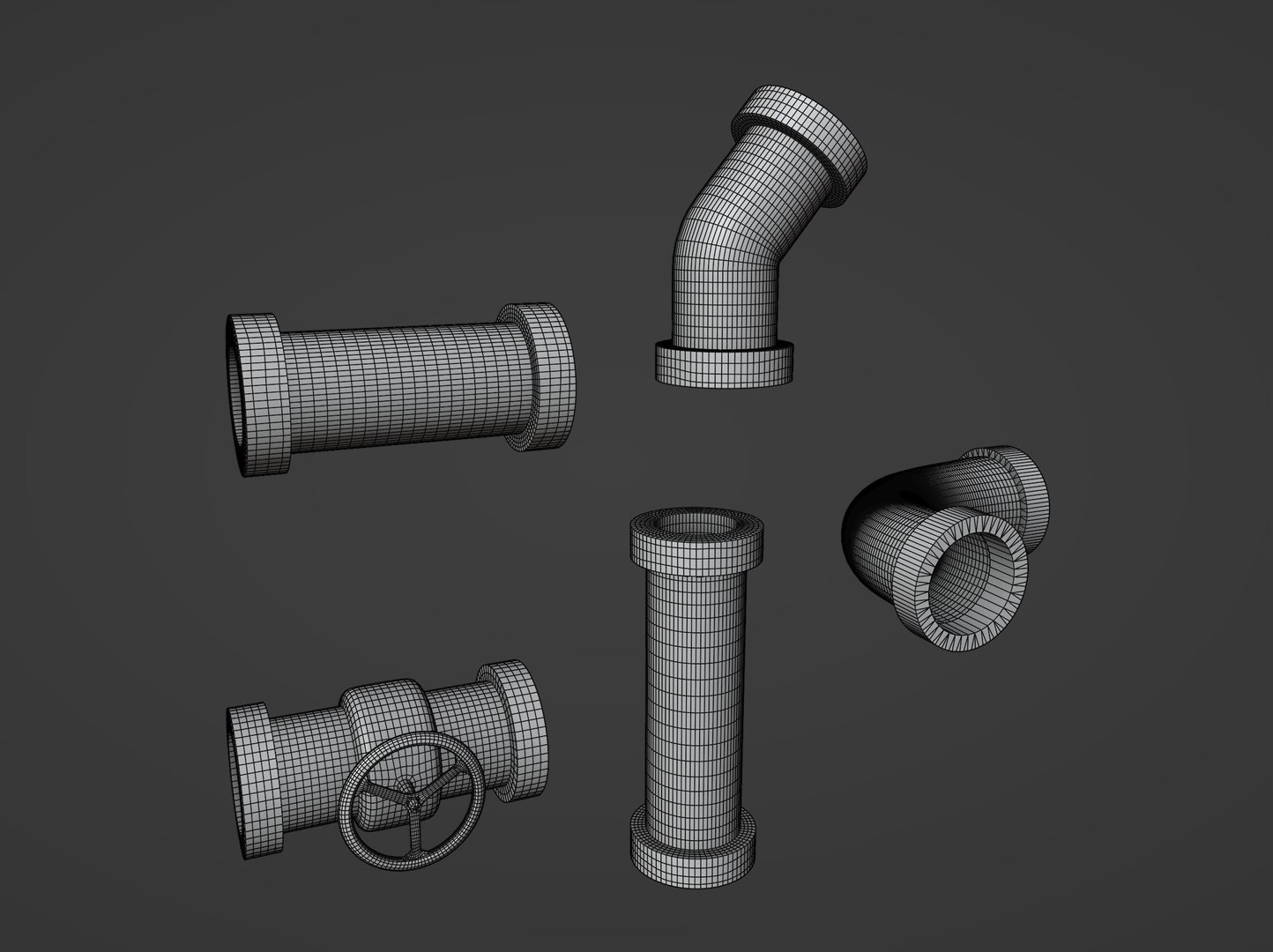 3D Model 14 Printable Industrial Pipes - TurboSquid 2077234