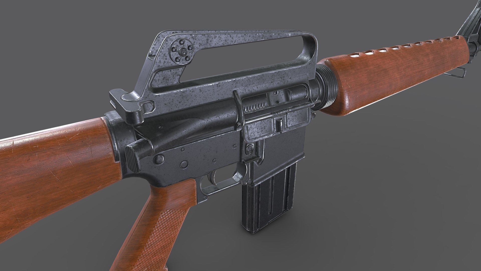 Free 3D Model Wooden M16 Assault Rifle Low-poly PBR - TurboSquid 2091297
