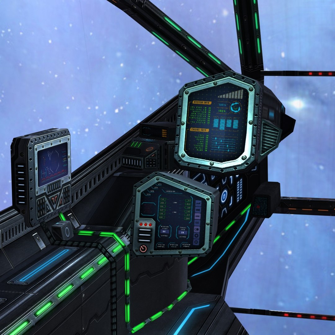 3d sci-fi spaceship cockpit - model
