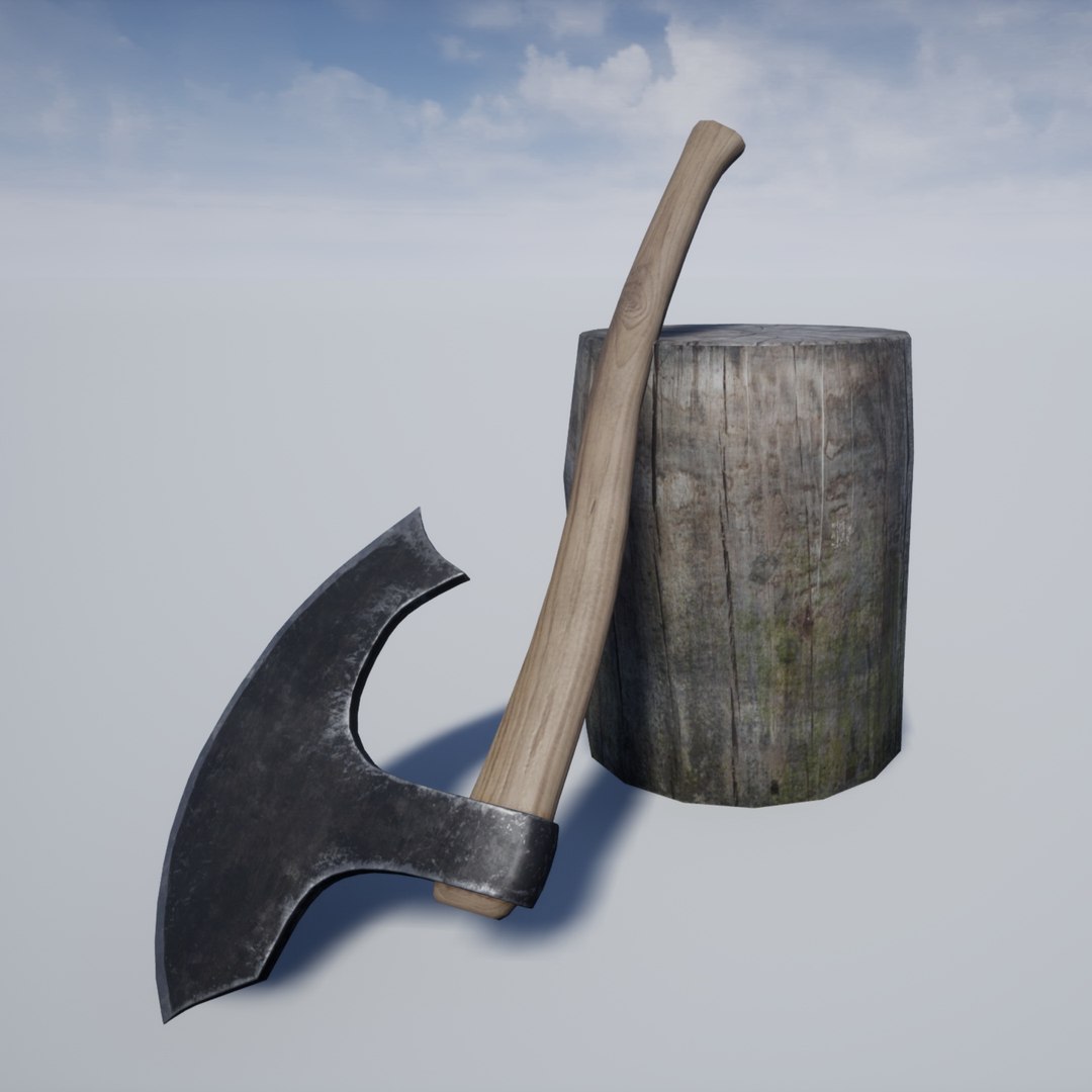 Medieval Axe Stump Set 3D - TurboSquid 1509655