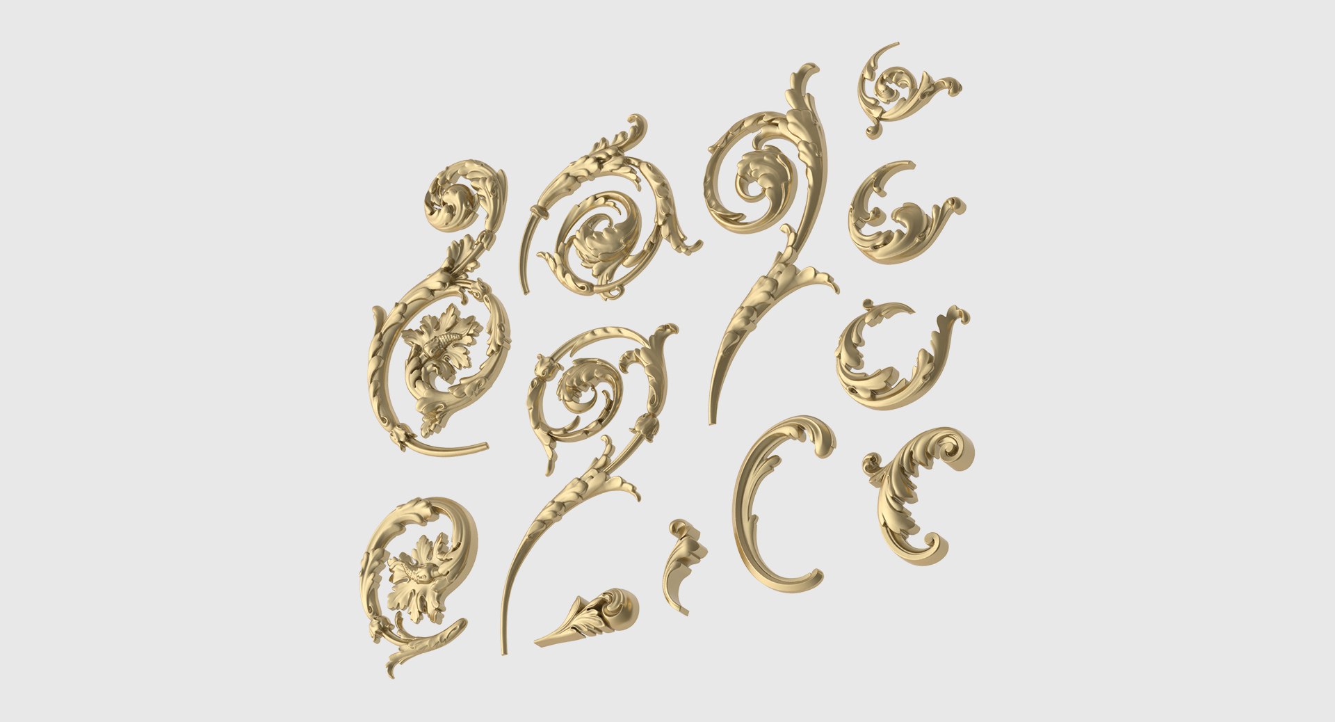 3D Set Acanthus Leaf Scrolls Model - TurboSquid 1590294