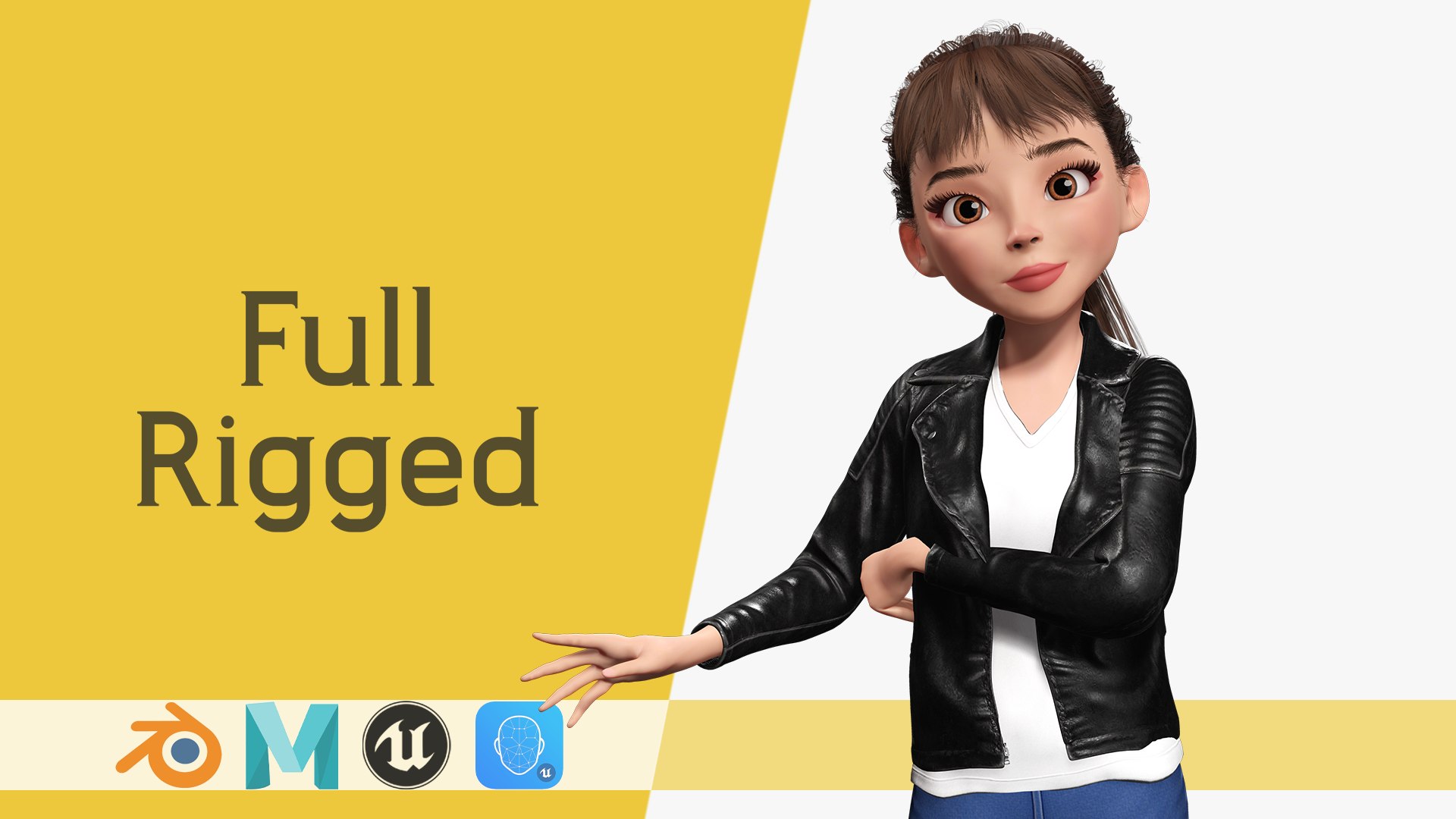 3D Trendy Girl With Leather Jacket Stylized 3D Female Character ...