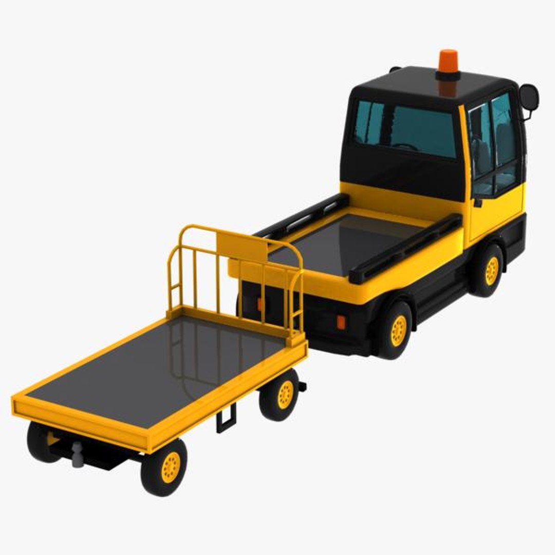 3d Model Cartoon Baggage Cart