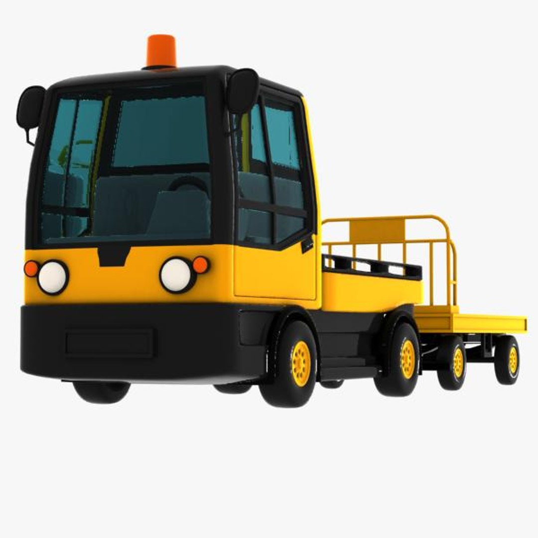 3d Model Cartoon Baggage Cart