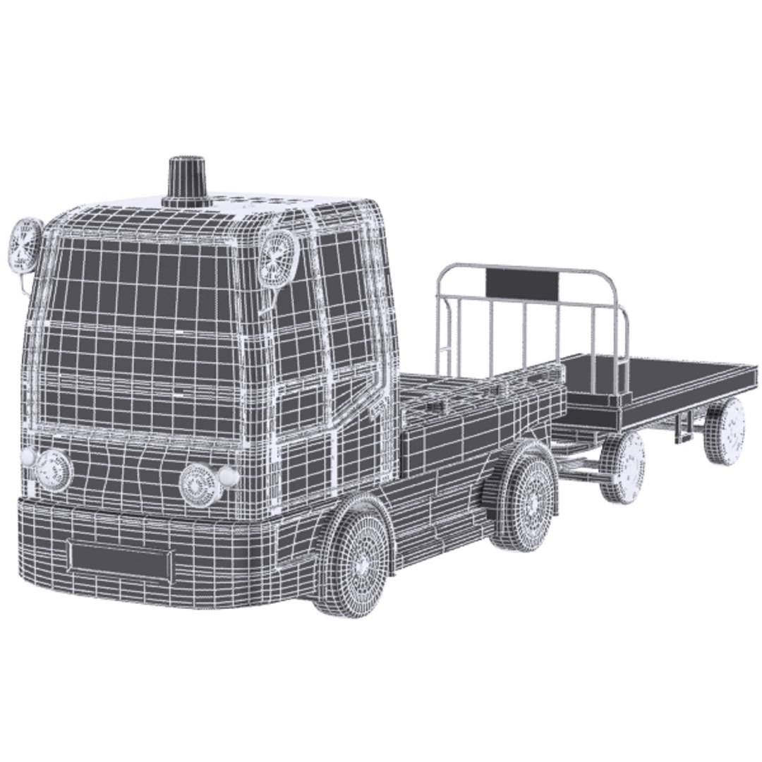 3d Model Cartoon Baggage Cart