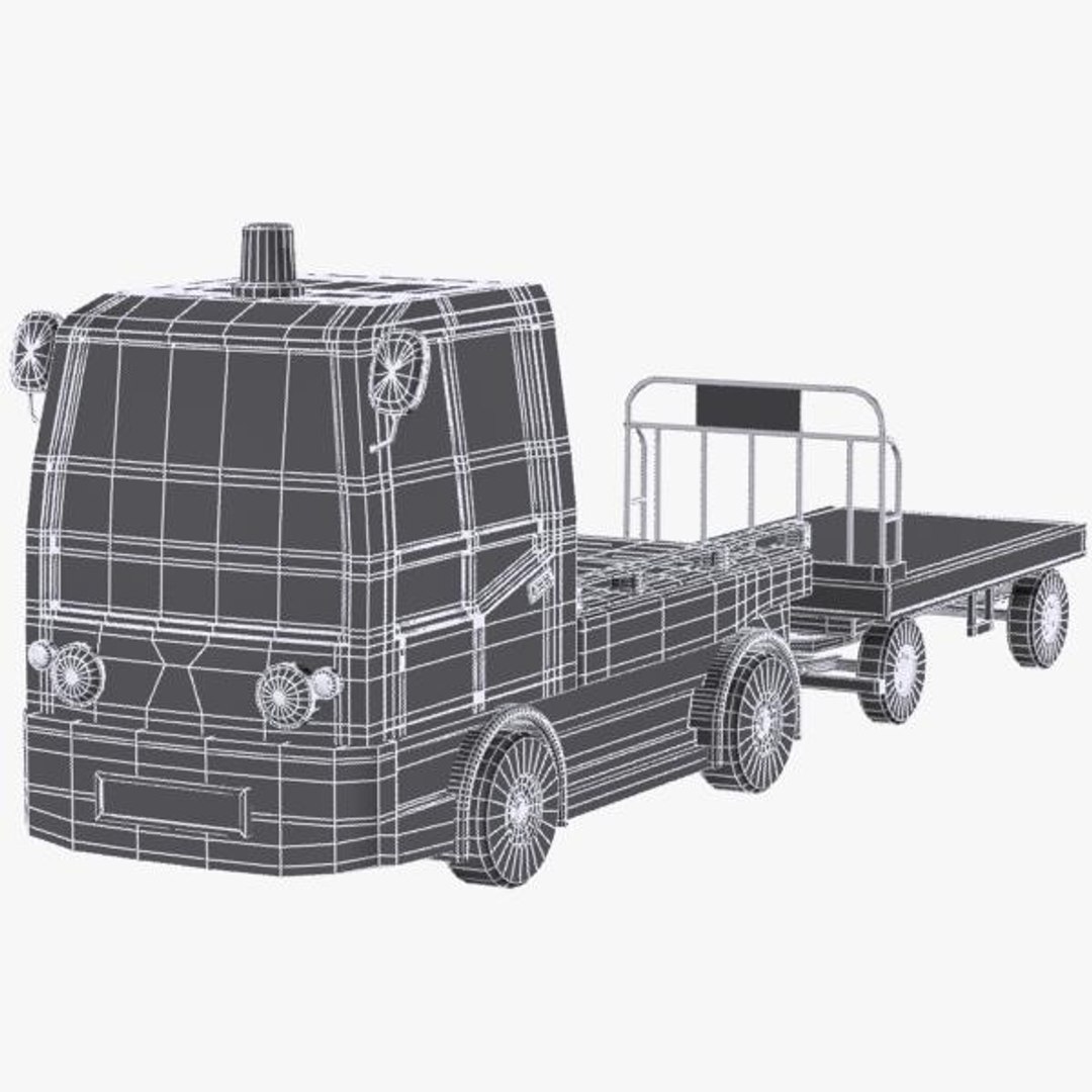3d Model Cartoon Baggage Cart