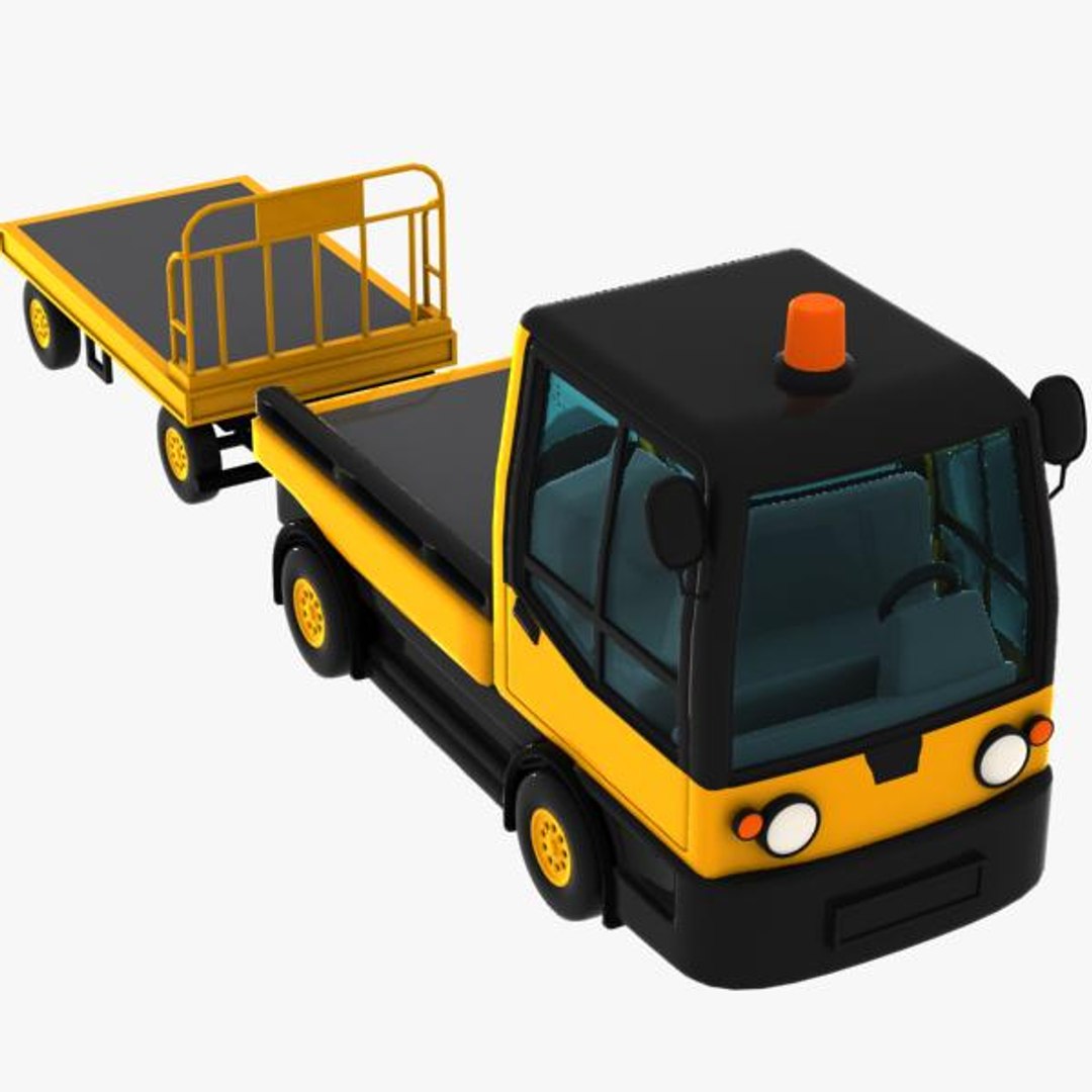 3d Model Cartoon Baggage Cart