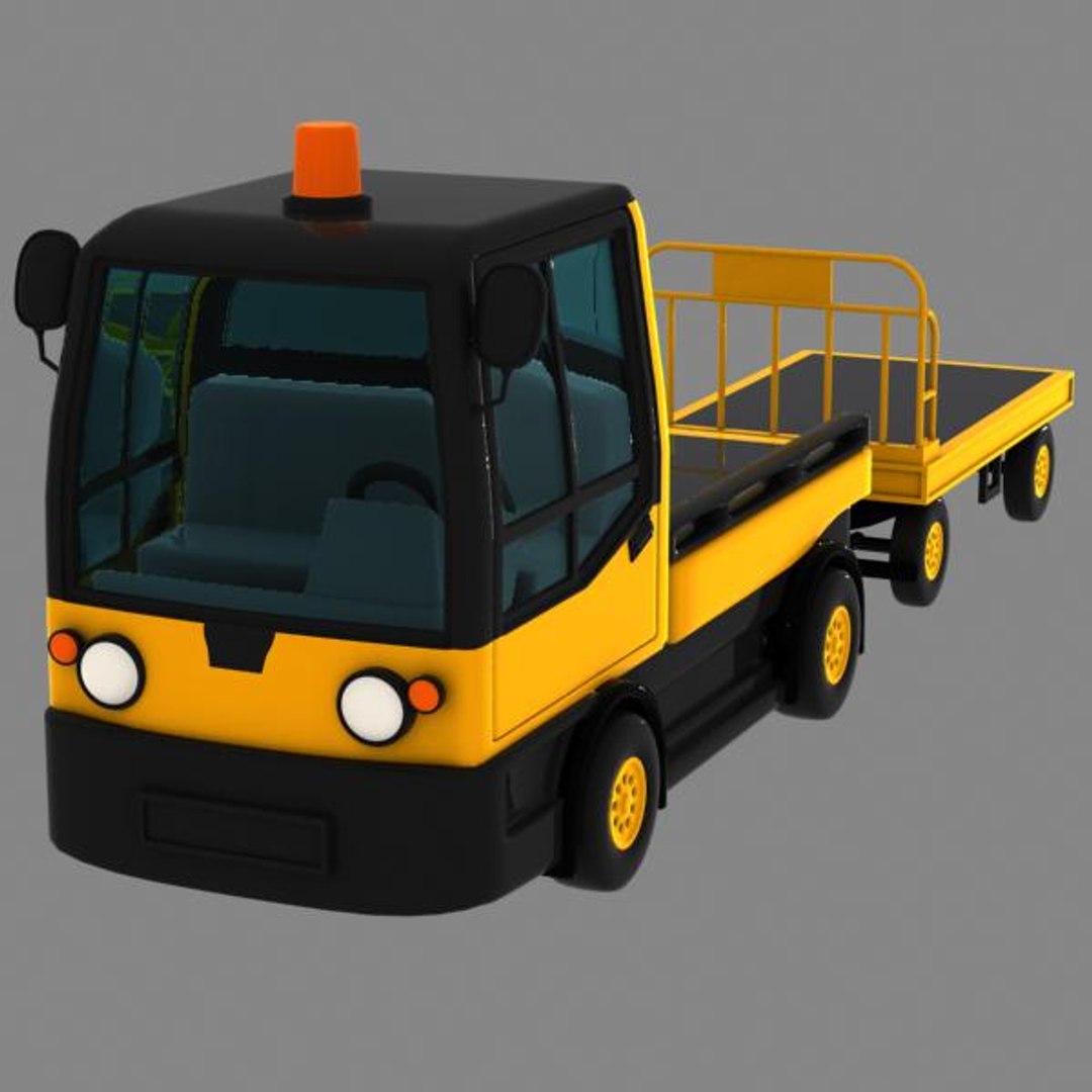 3d Model Cartoon Baggage Cart