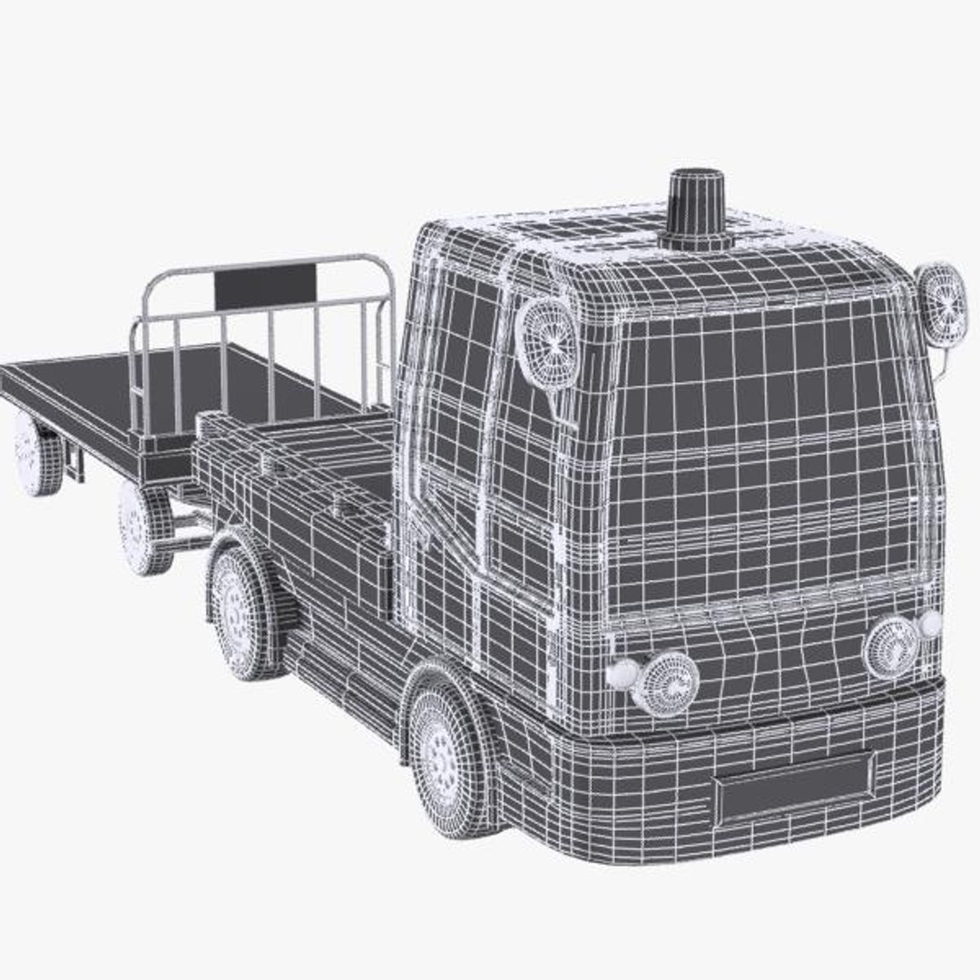 3d Model Cartoon Baggage Cart