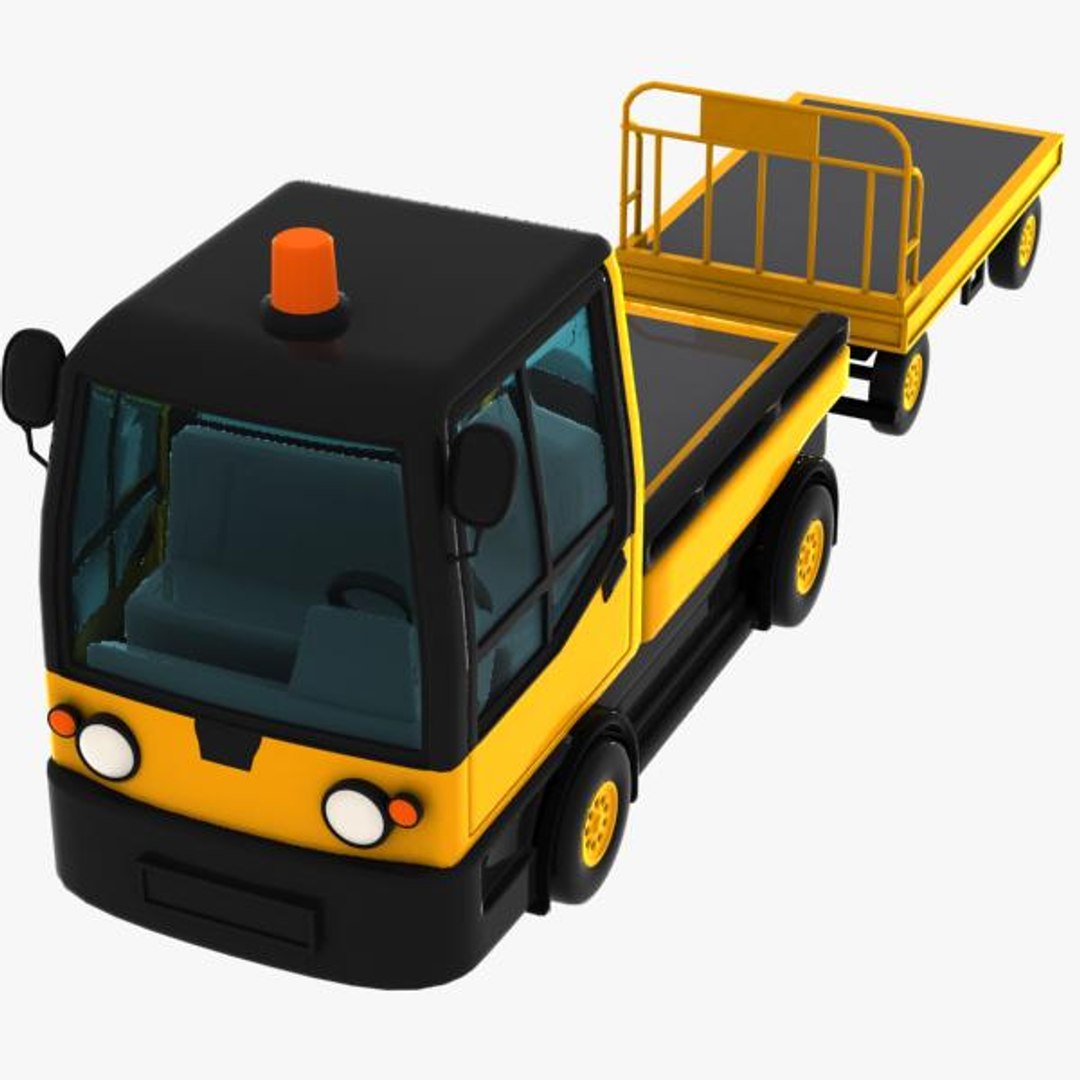3d Model Cartoon Baggage Cart
